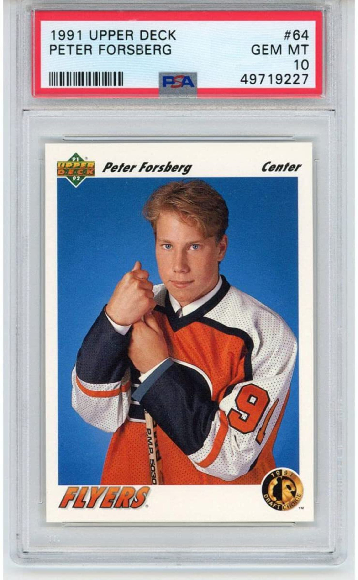 Graded 1990-91 Upper Deck UD Peter Forsberg #64 Rookie RC Hockey Card ...