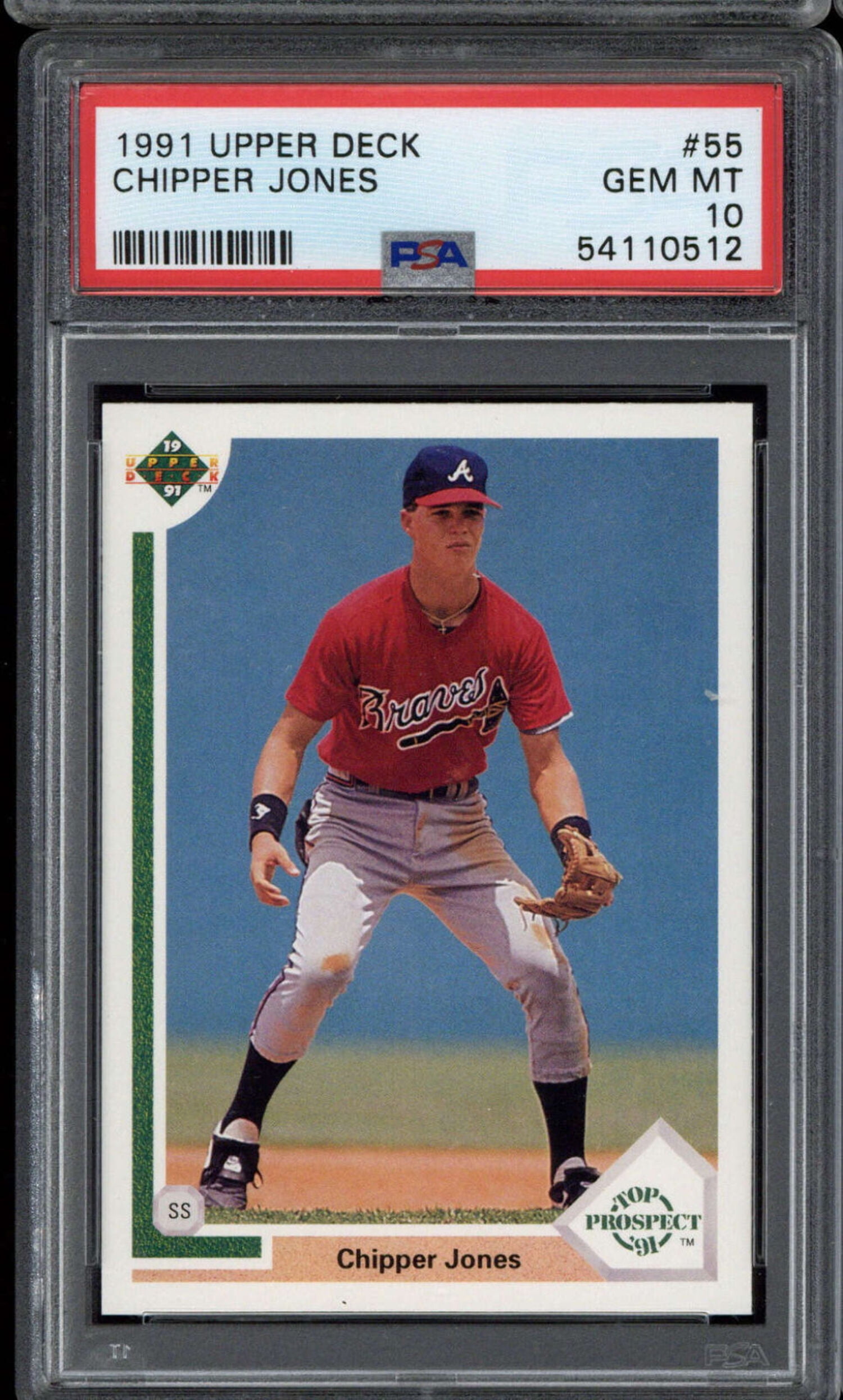 Graded 1991 Upper Deck Chipper Jones #55 Rookie RC Baseball Card PSA 10 ...