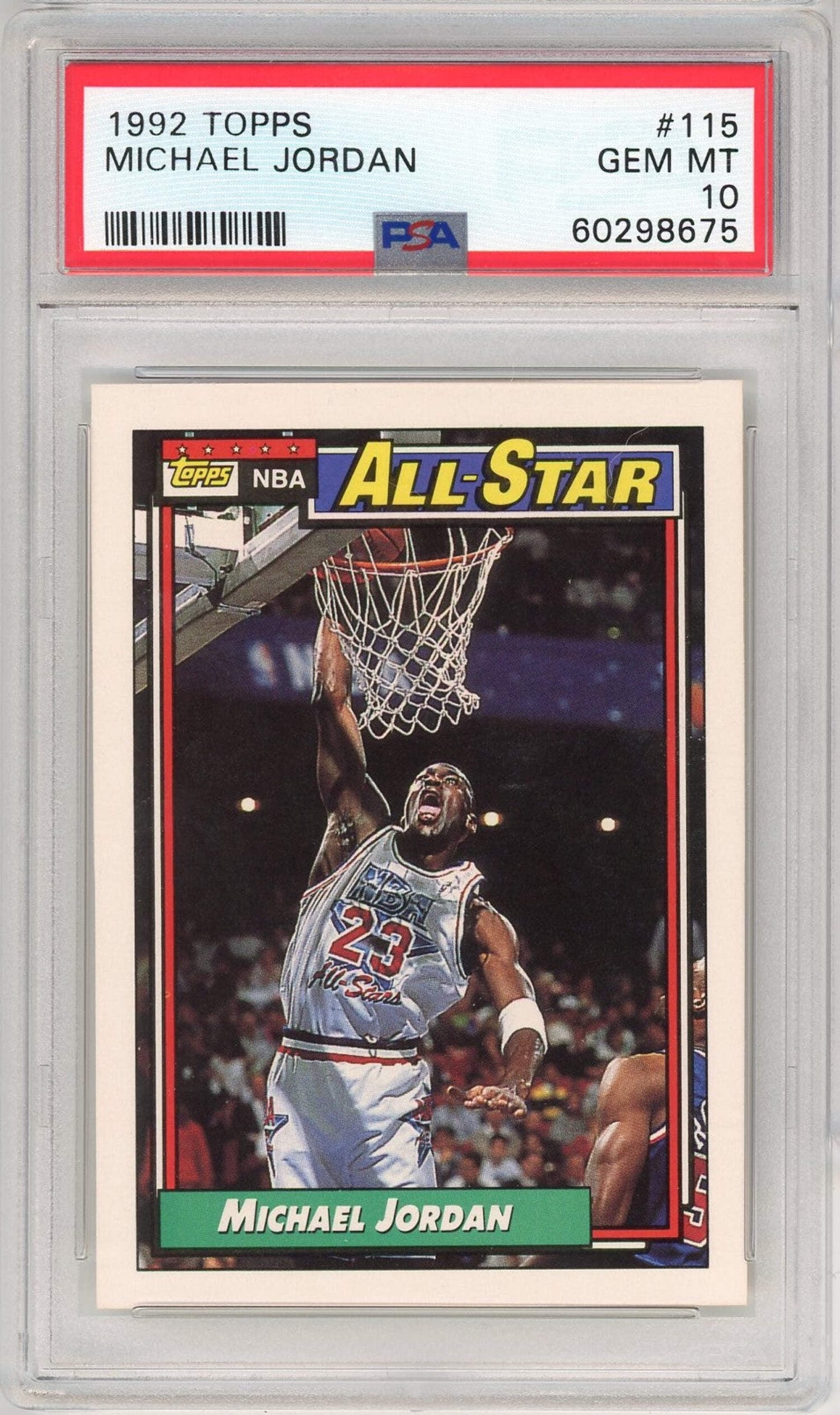 Graded 1992 Topps Michael Jordan #115 Basketball Card PSA 10 Gem Mint ...