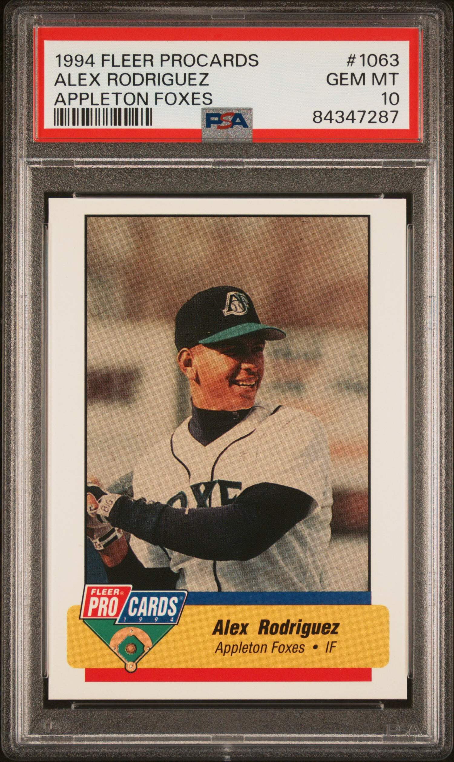Graded 1994 Fleer Procards Alex Rodriguez #1063 Appleton Foxes Rookie ...