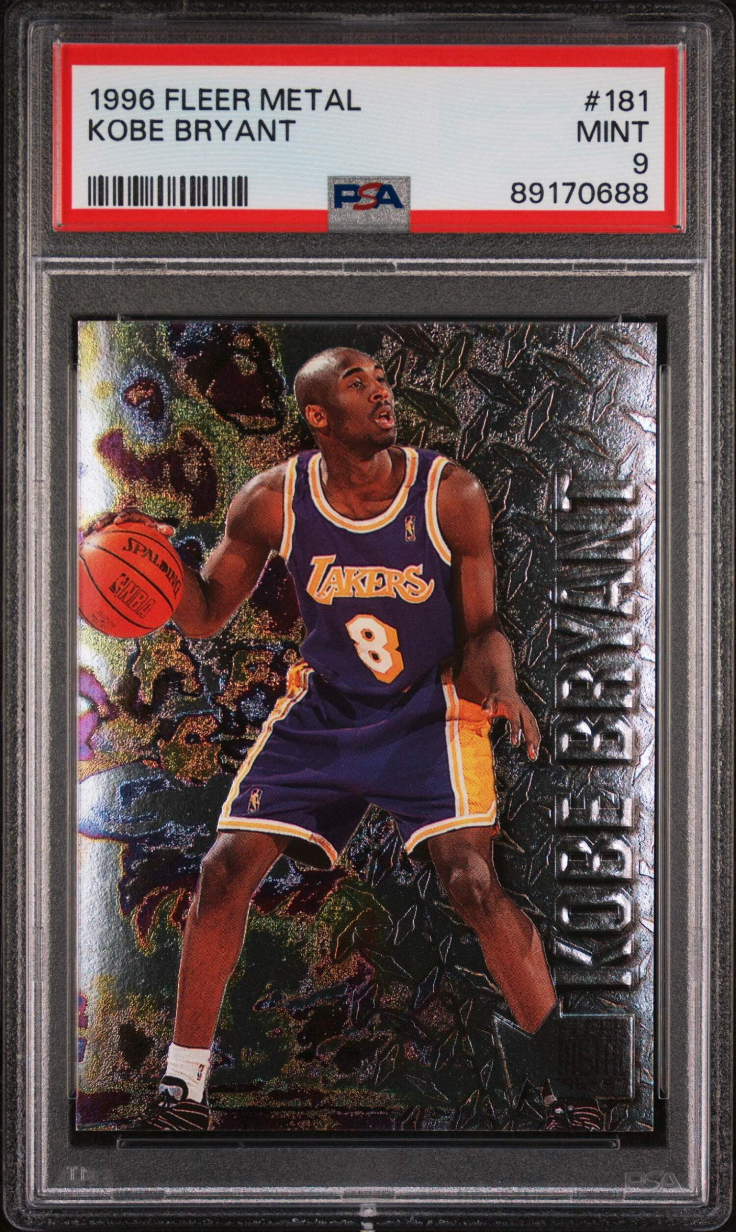 Graded 1996 Fleer Metal Kobe Bryant #181 Rookie RC Basketball Card PSA ...