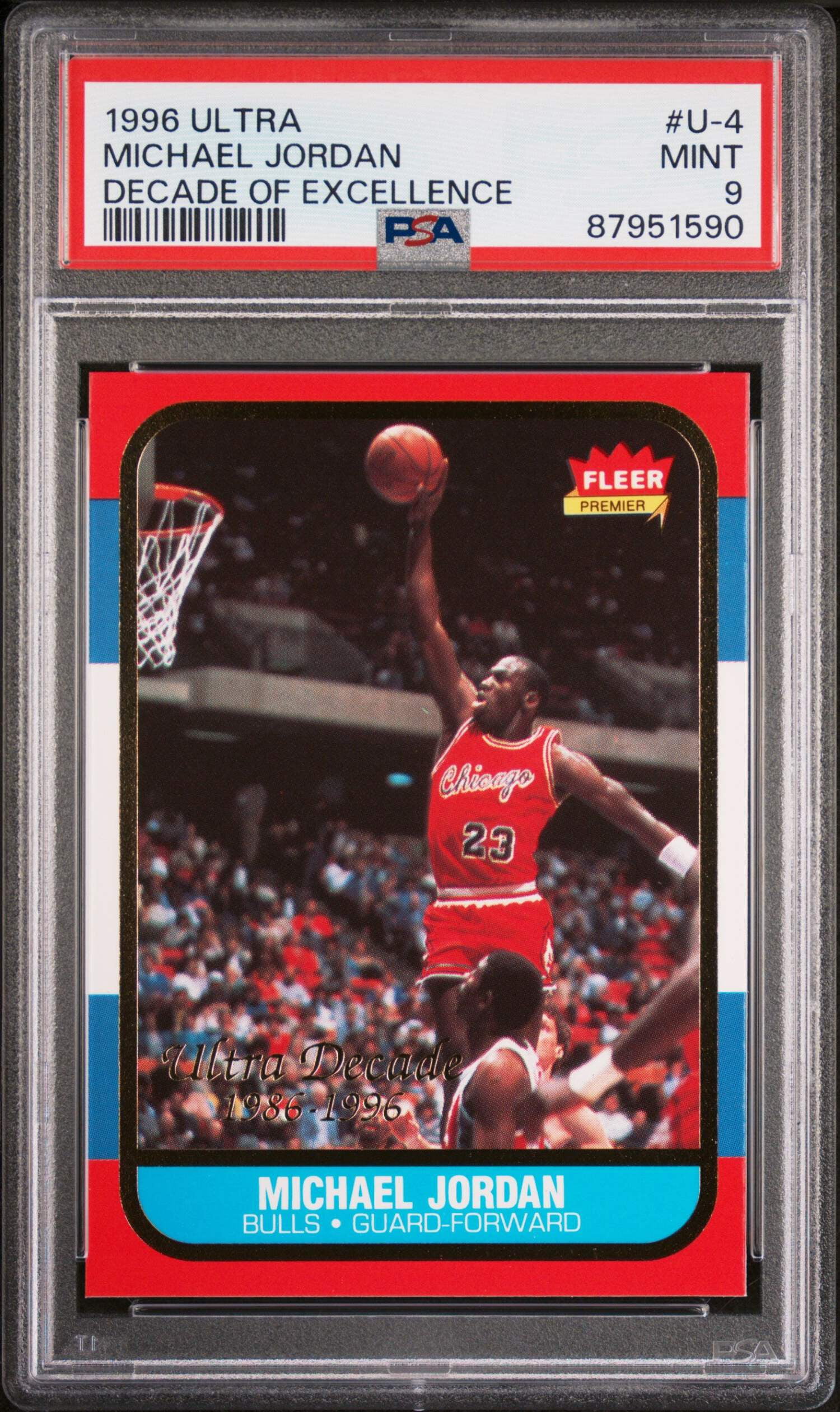 Graded 1996 Fleer Ultra Michael Jordan #U4 Decade of Excellence Rookie ...