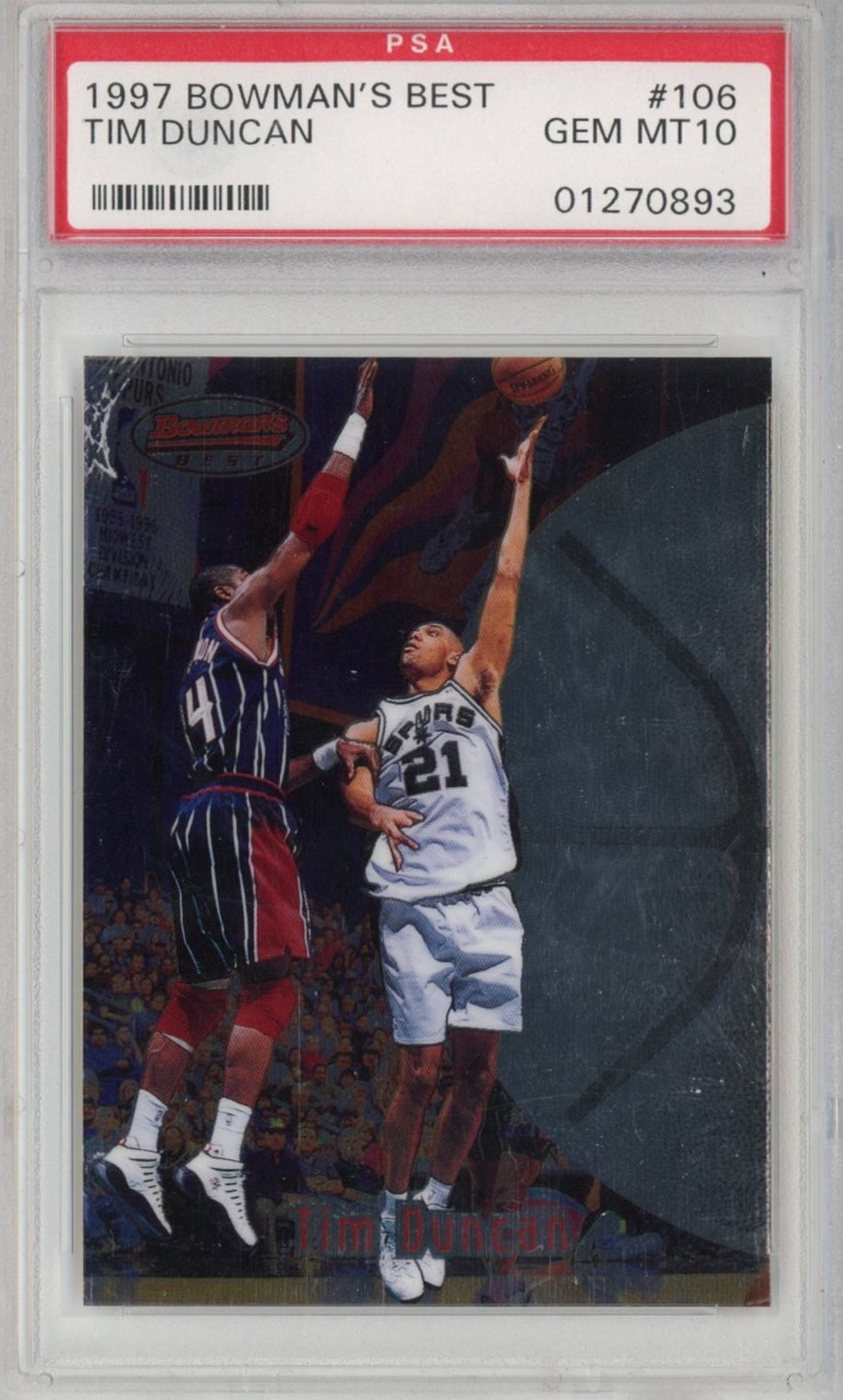 Graded 1997-98 Bowman's Best Tim Duncan #106 Rookie RC Basketball Card ...