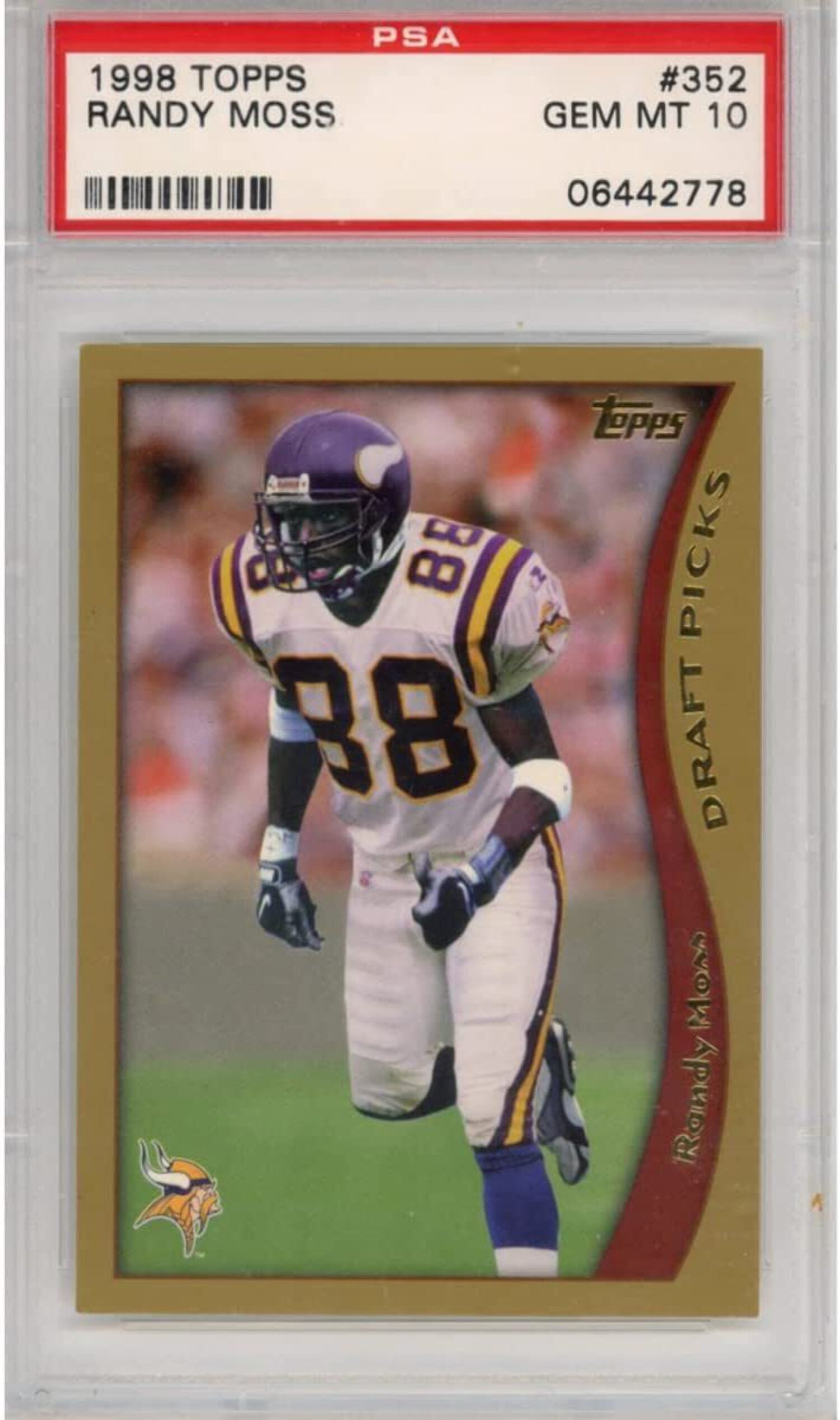 Graded 1998 Topps Randy Moss #352 Rookie RC Football Card PSA 10 Gem ...
