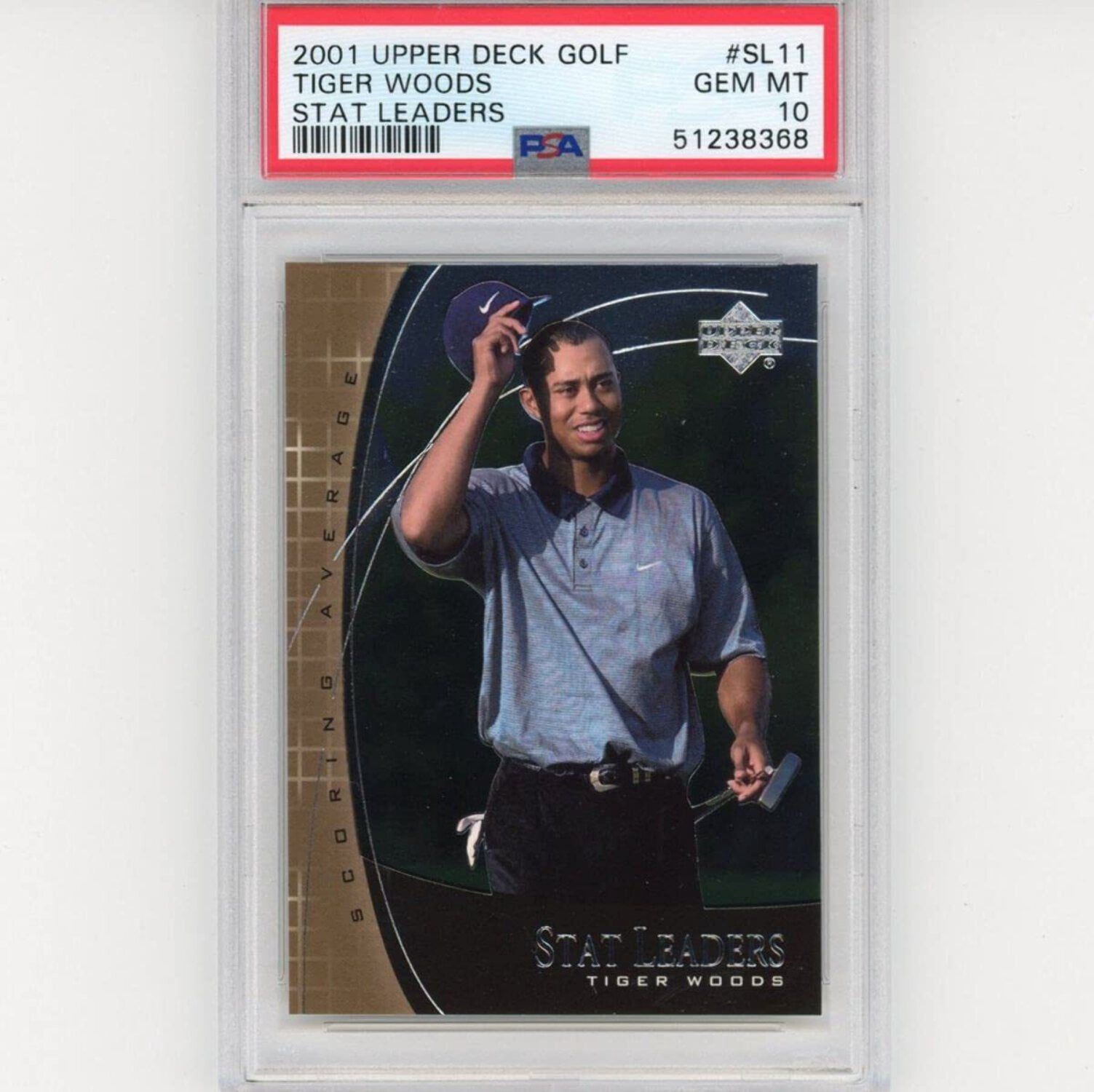 Graded 2001 Upper Deck UD Golf Tiger Woods #SL11 Stat Leaders Rookie RC ...