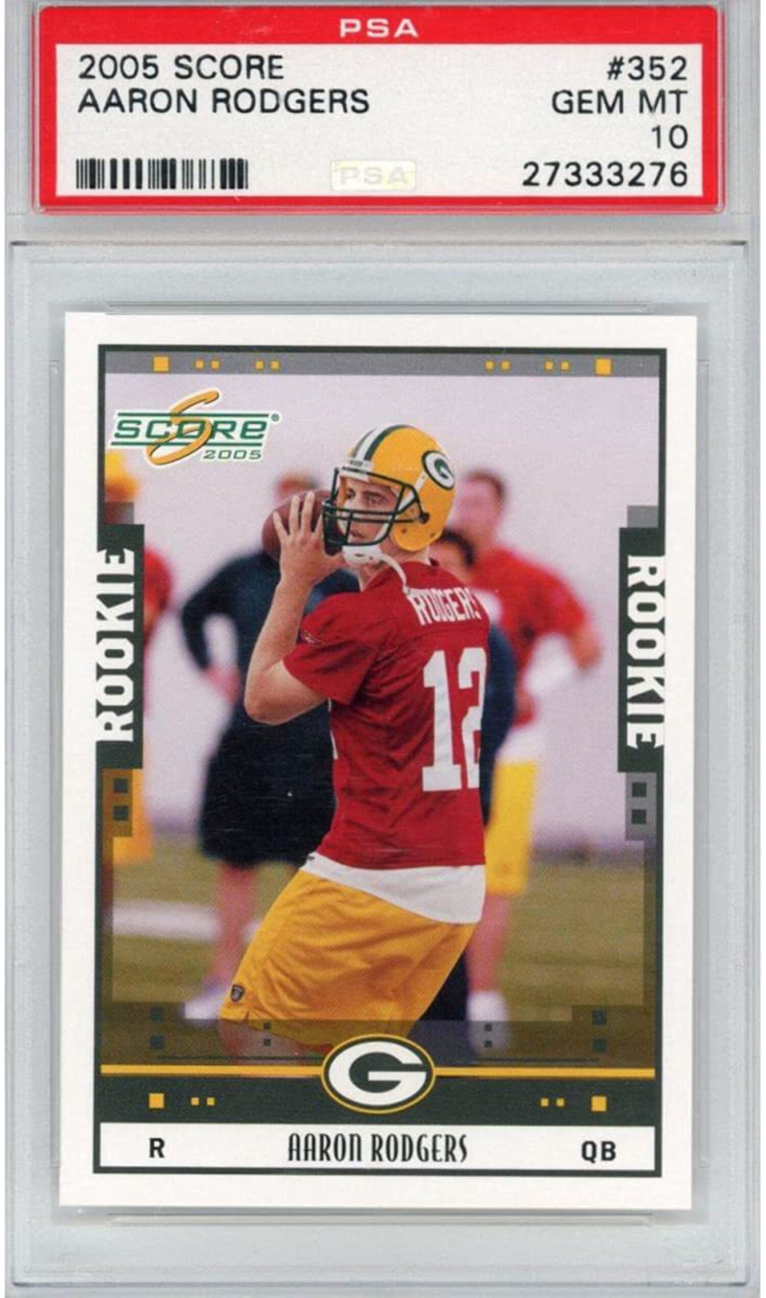 Graded 2005 Score Aaron Rodgers #352 Rookie RC Football Card PSA 10 Gem ...