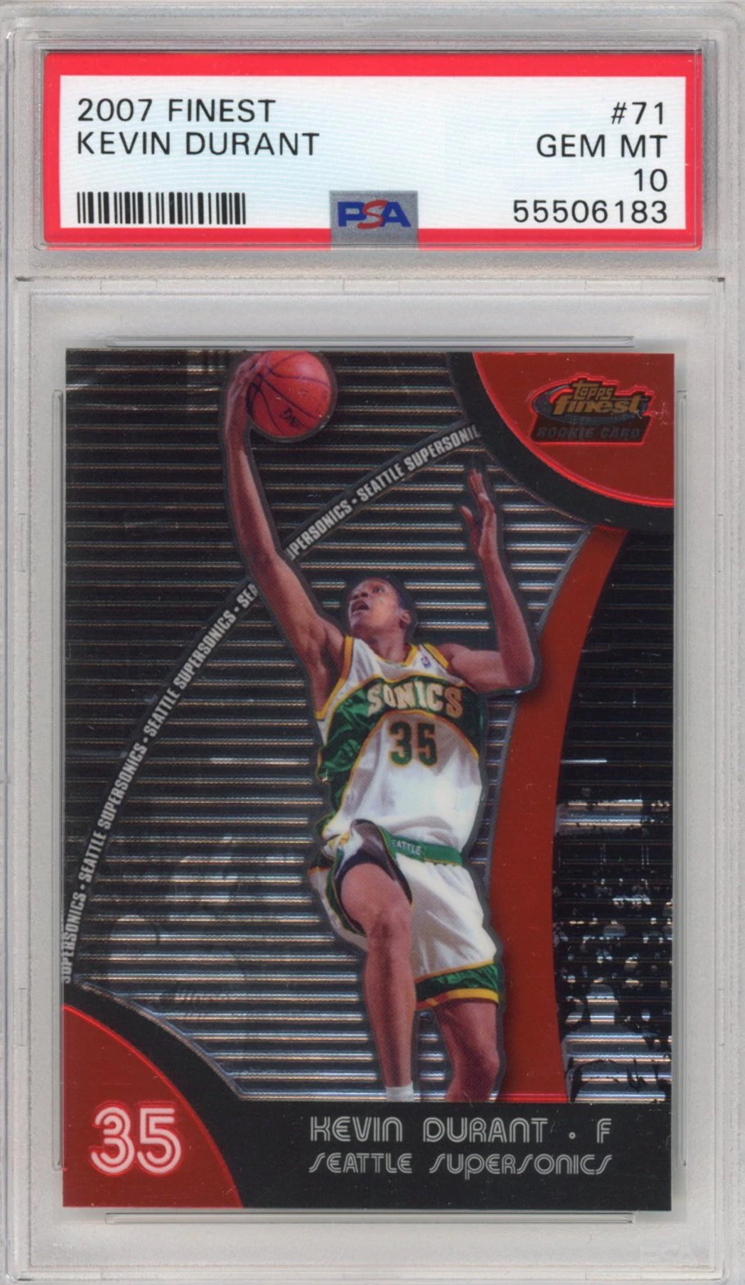 Graded 2007-08 Topps Finest Kevin Durant #71 Rookie RC Basketball Card ...