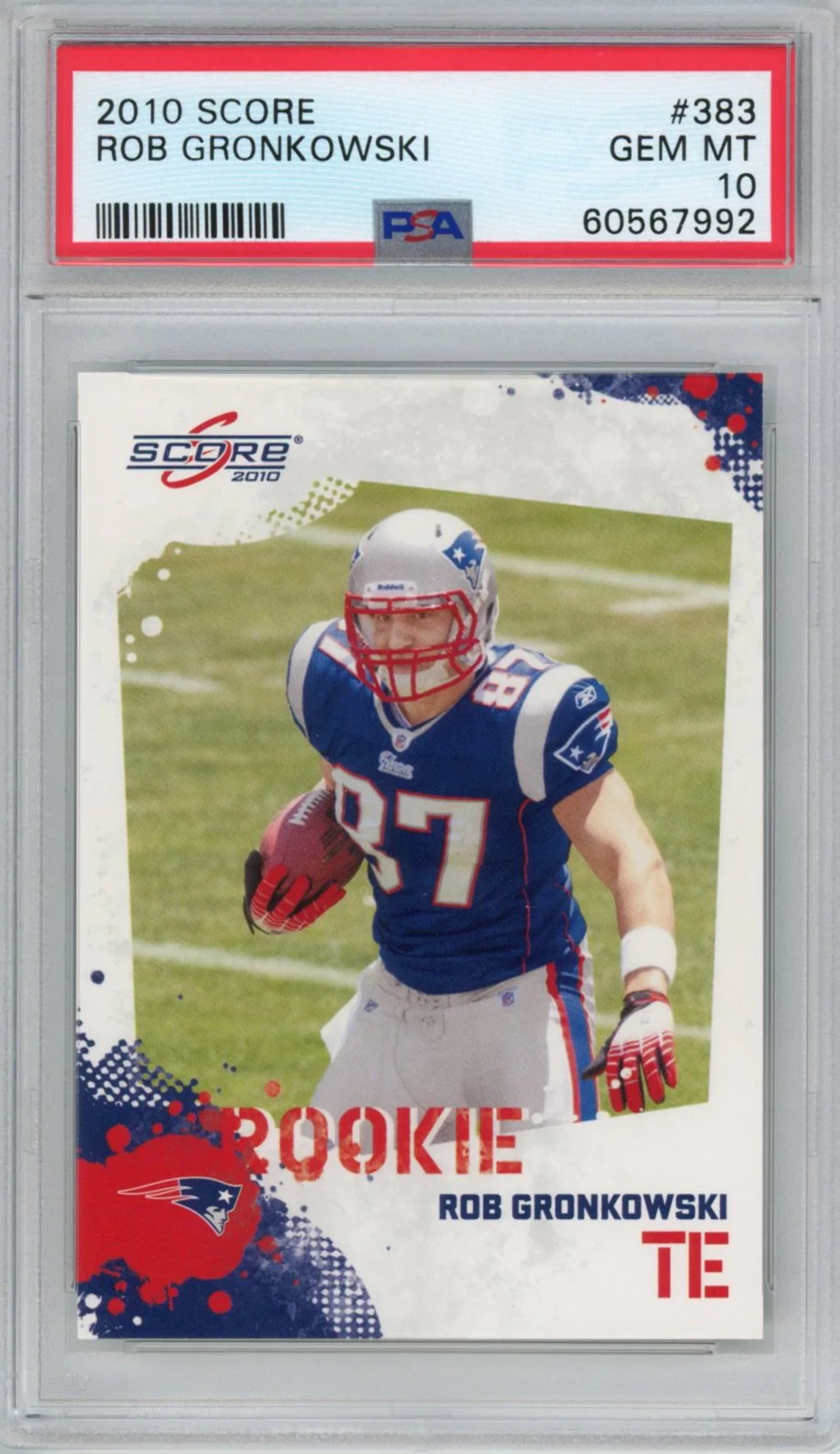 Graded 2010 Score Rob Gronkowski #383 Rookie RC Football Card PSA 10 ...