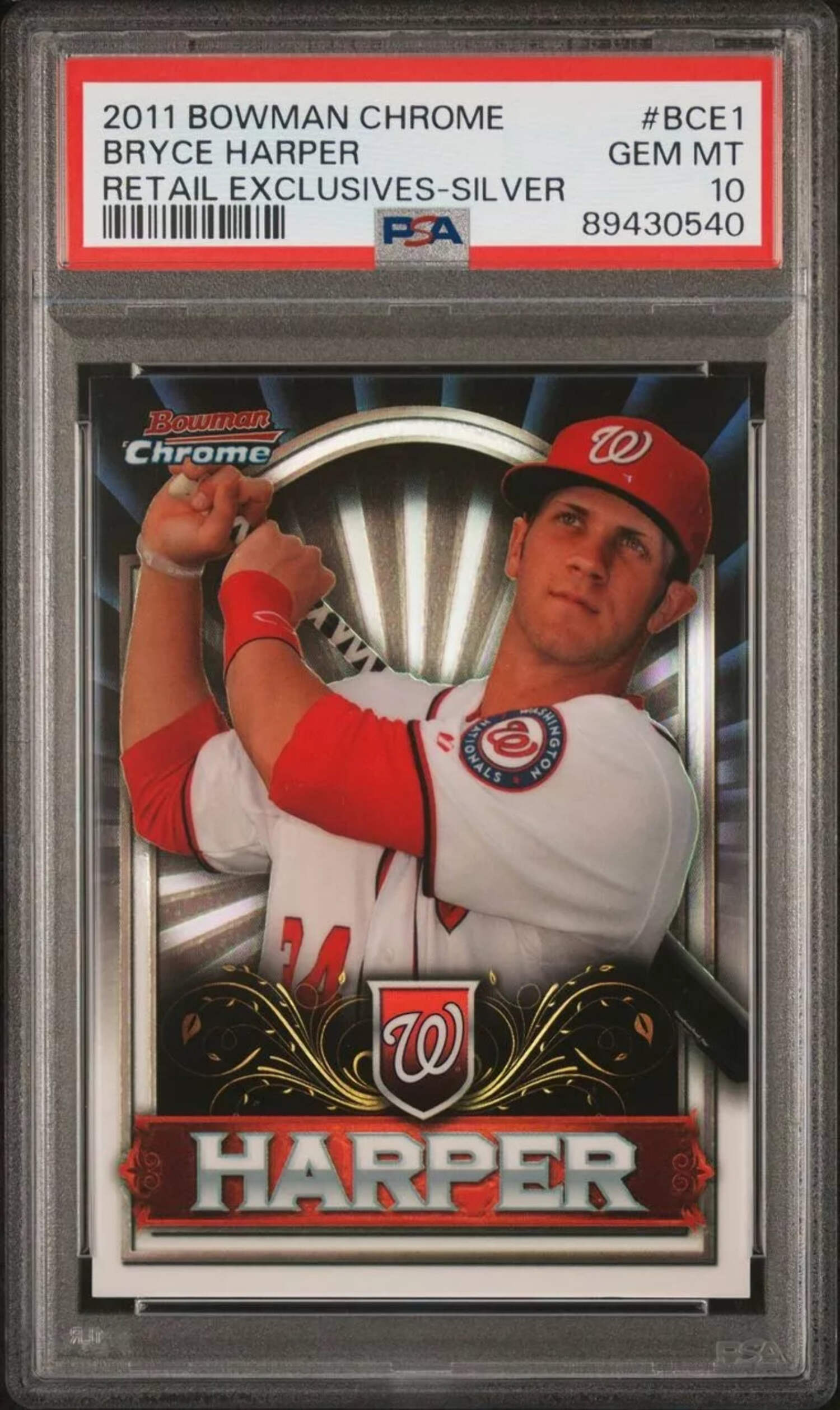 Graded 2011 Topps Bowman Chrome Bryce Harper #BCE1 Retail Exclusives ...