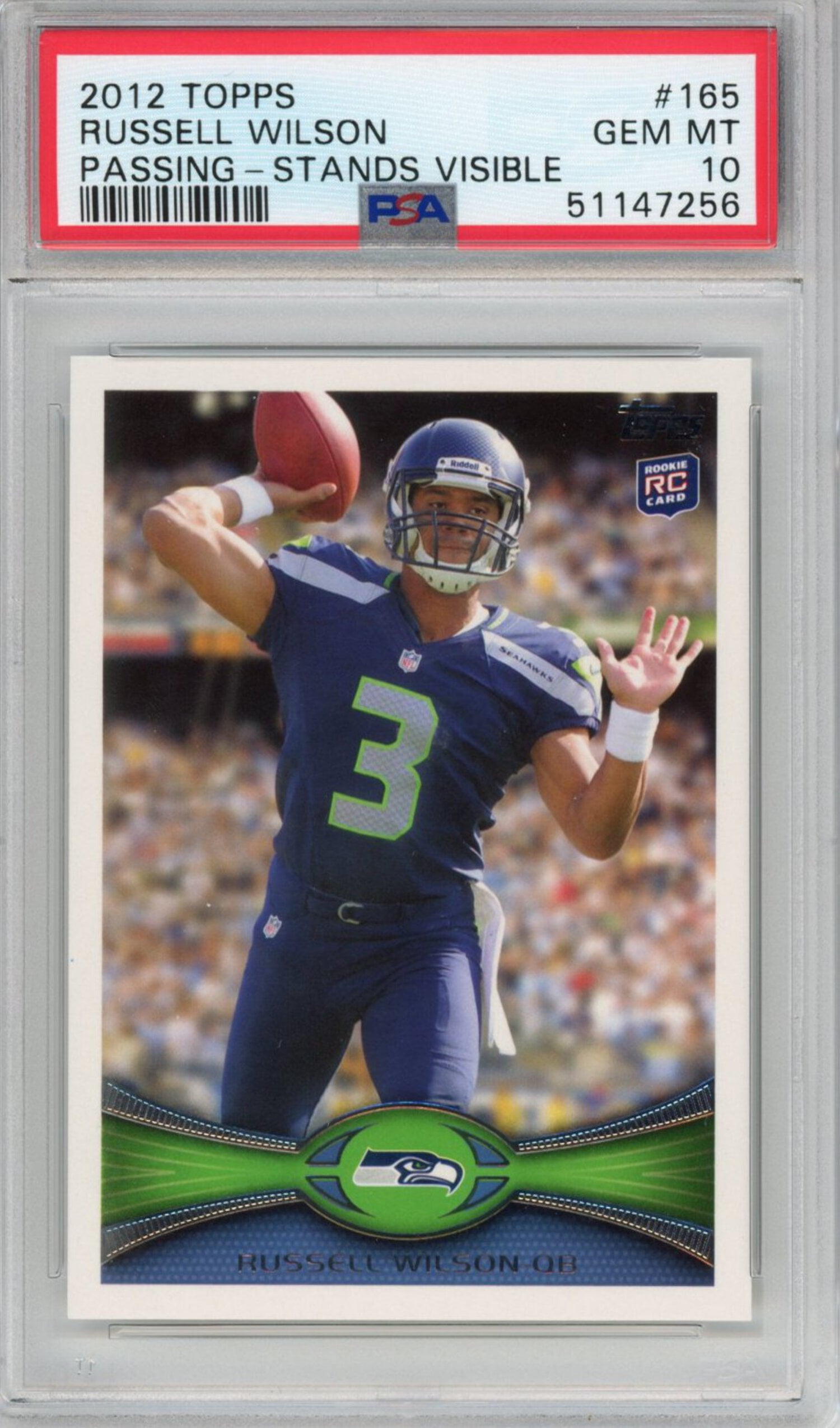 Graded 2012 Topps Russell Wilson #165 Passing Stands Visible Rookie RC ...