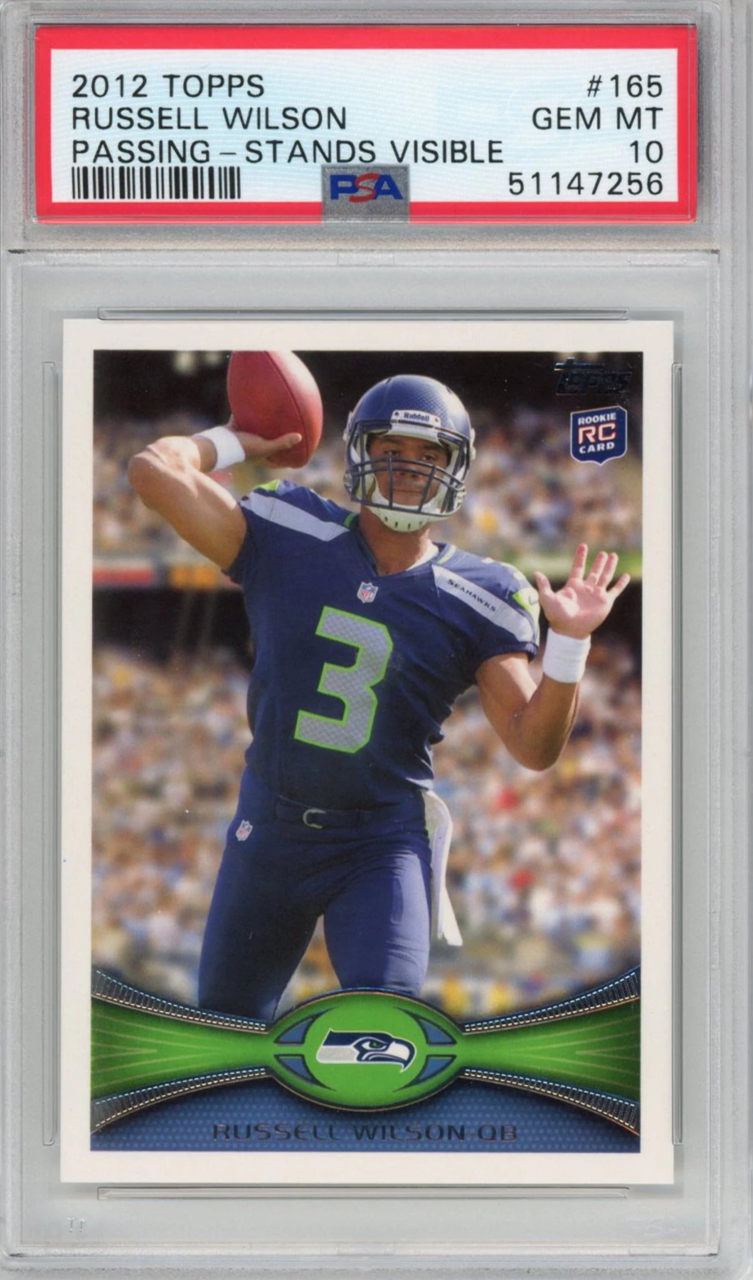 Graded 2012 Topps Russell Wilson #165 Passing Stands Visible Rookie RC ...
