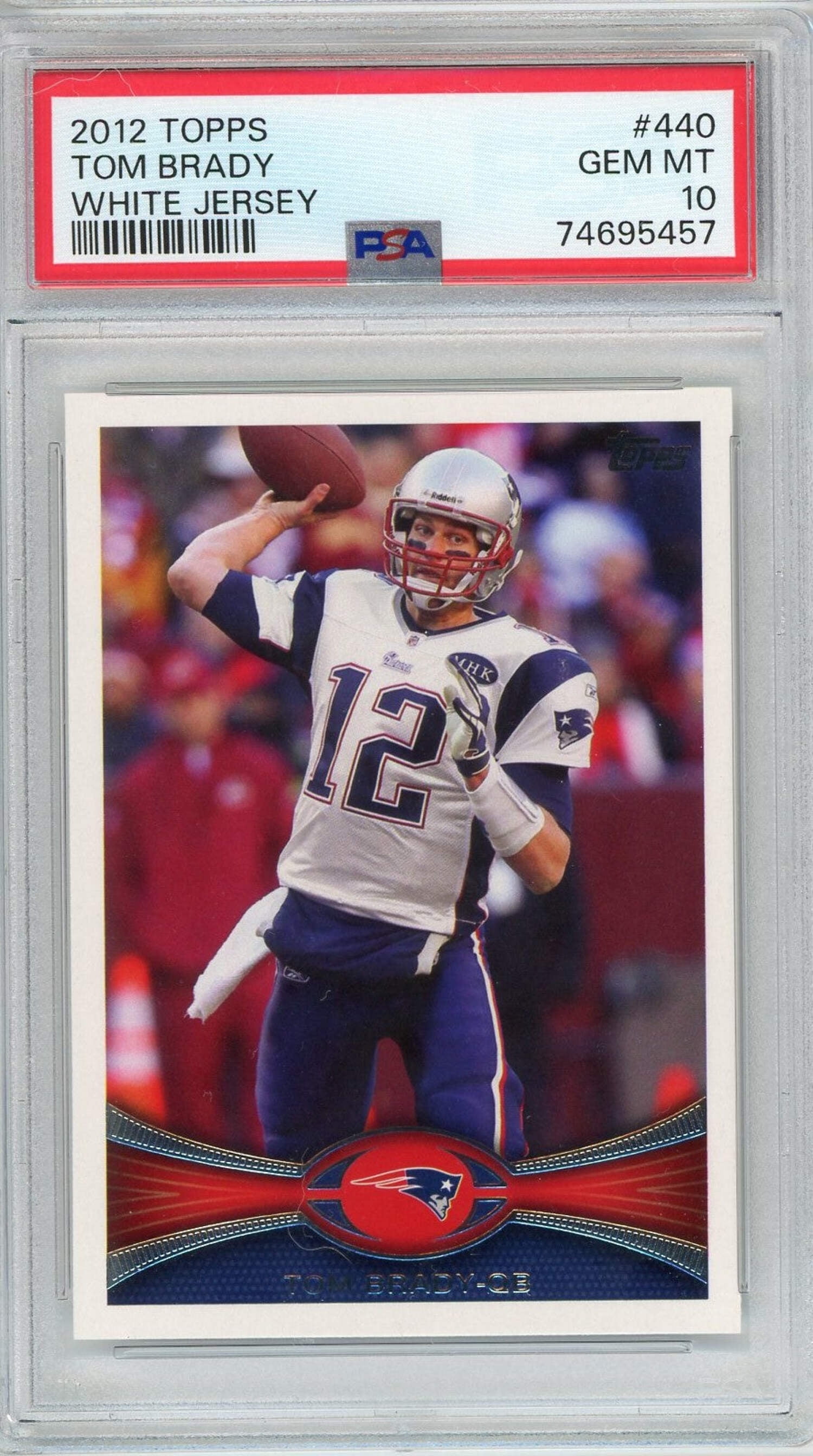 Graded 2012 Topps Tom Brady #440 White Jersey Football Card PSA 10 Gem ...