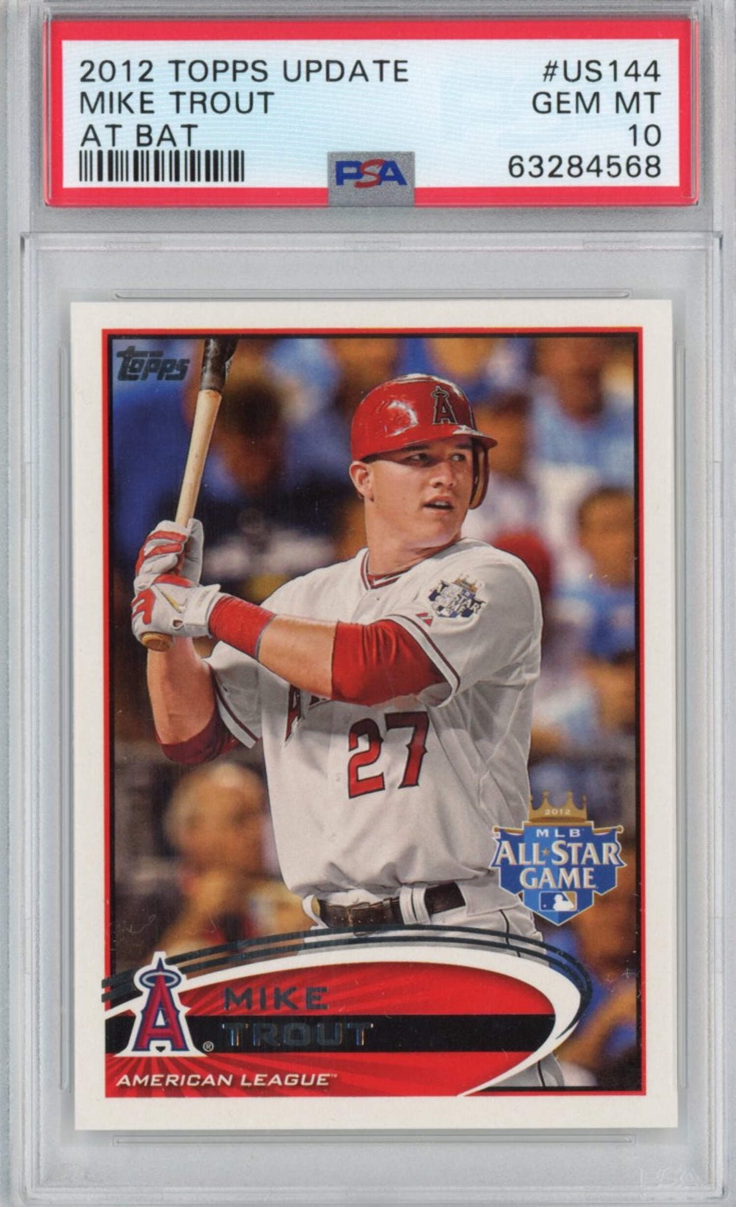 Graded 2012 Topps Update Mike Trout #US144 At Bat Rookie RC Baseball ...