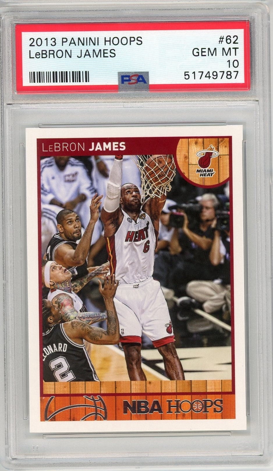 Graded 2013 Panini Hoops LeBron James #62 Basketball Card PSA 10 Gem ...