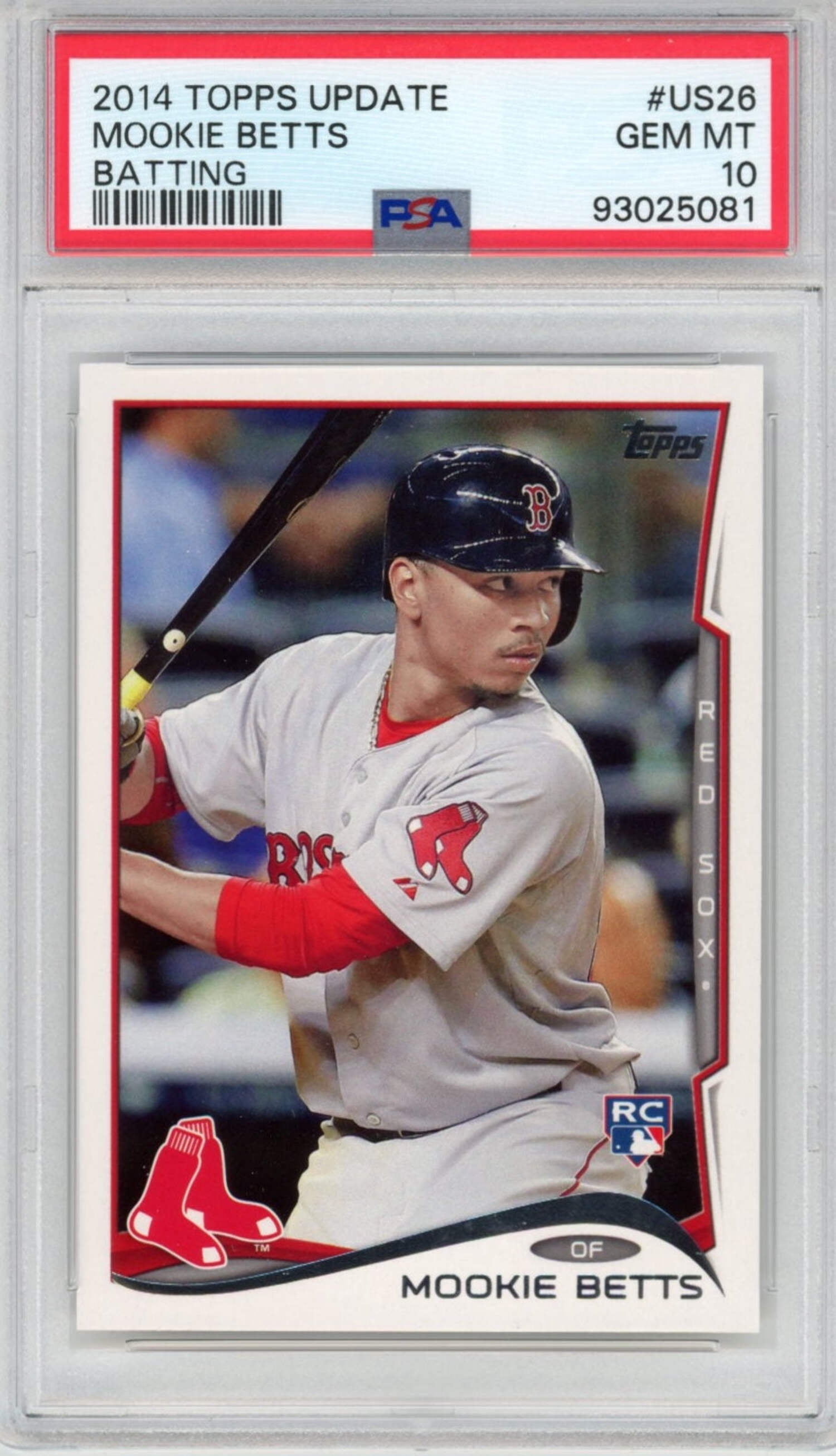 Graded 2014 Topps Update Mookie Betts #US26 Batting Rookie RC Baseball Card PSA 10 Gem Mint ...