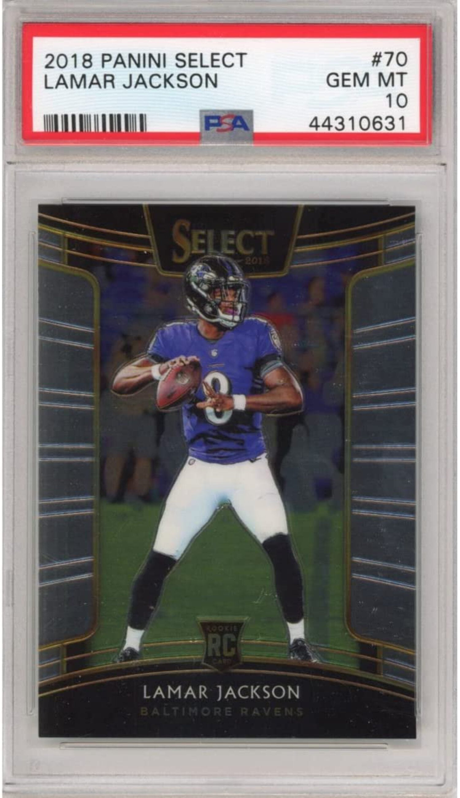 Graded 2018 Panini Select Lamar Jackson #70 Rookie RC Football Card PSA ...