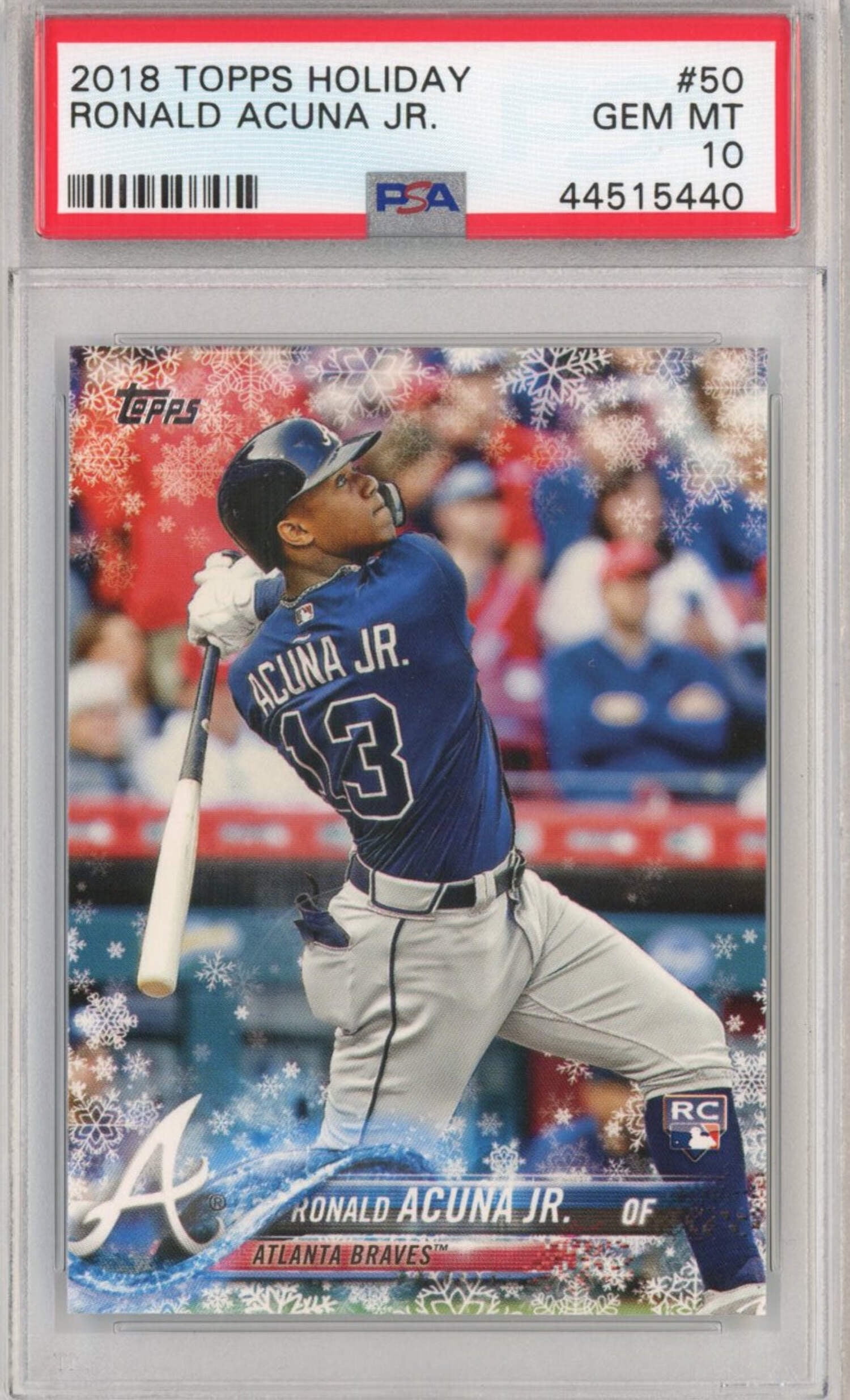 Graded 2018 Topps Holiday Ronald Acuna Jr. #50 Rookie RC Baseball Card ...