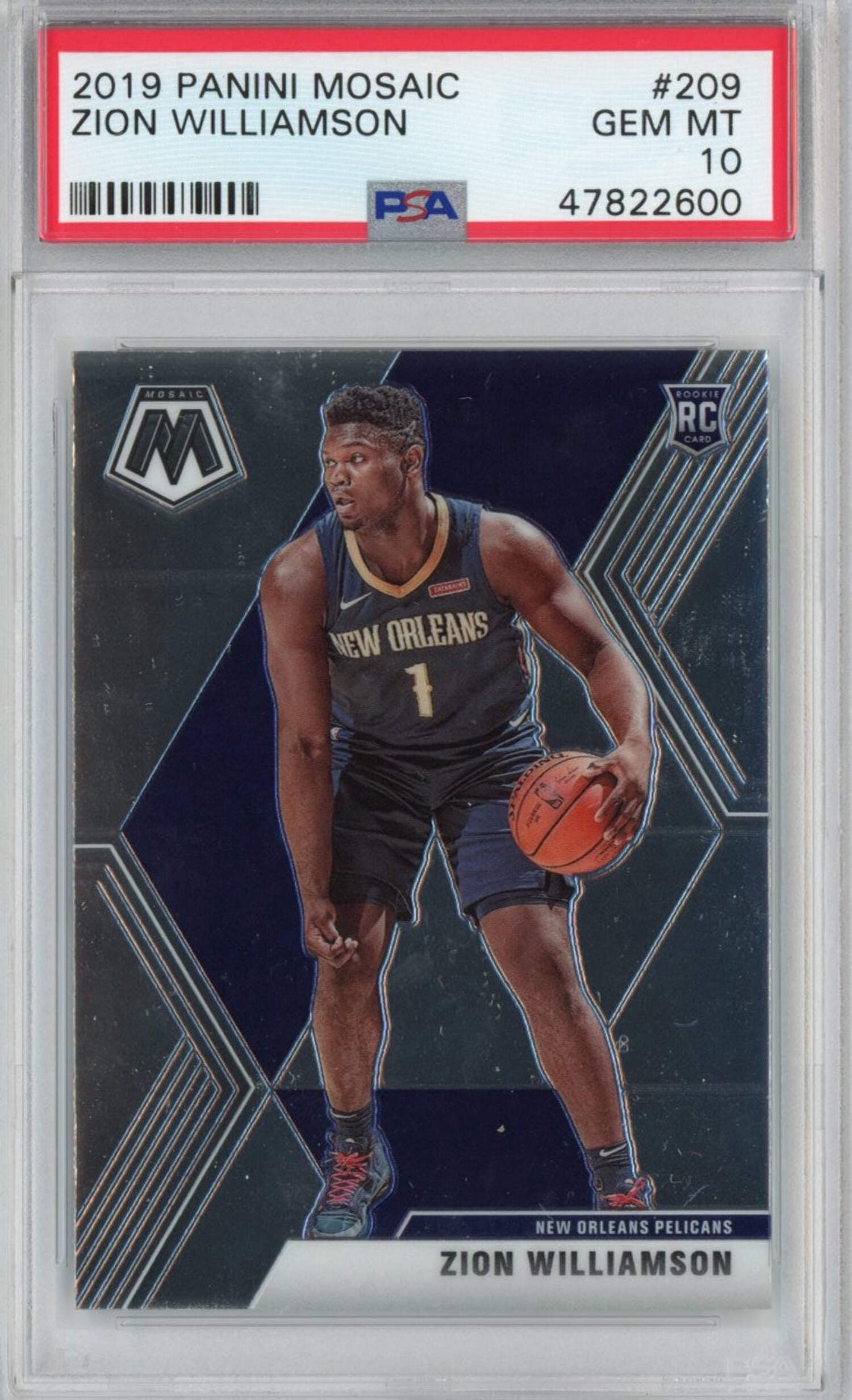 Graded 2019-20 Panini Mosaic Zion Williamson #209 Rookie RC Basketball ...