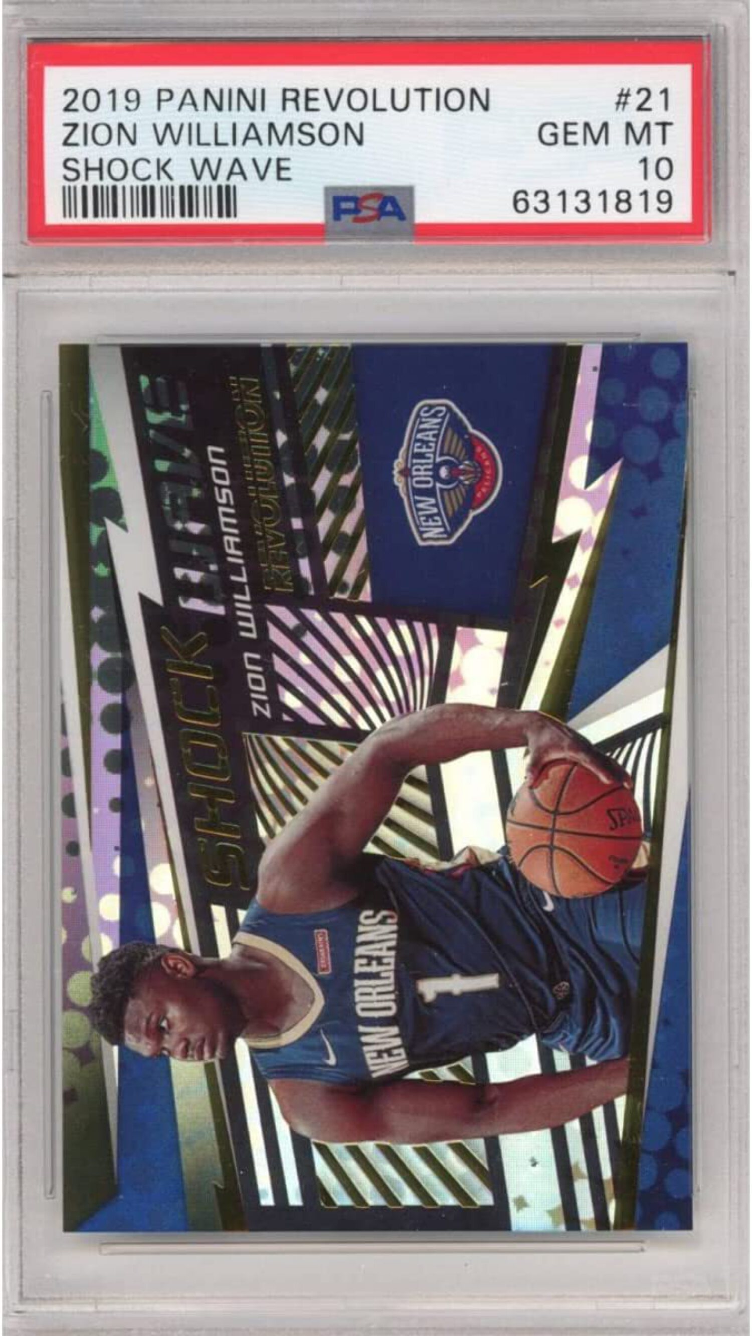 Graded 2019-20 Panini Revolution Zion Williamson #21 Shock Wave Rookie ...