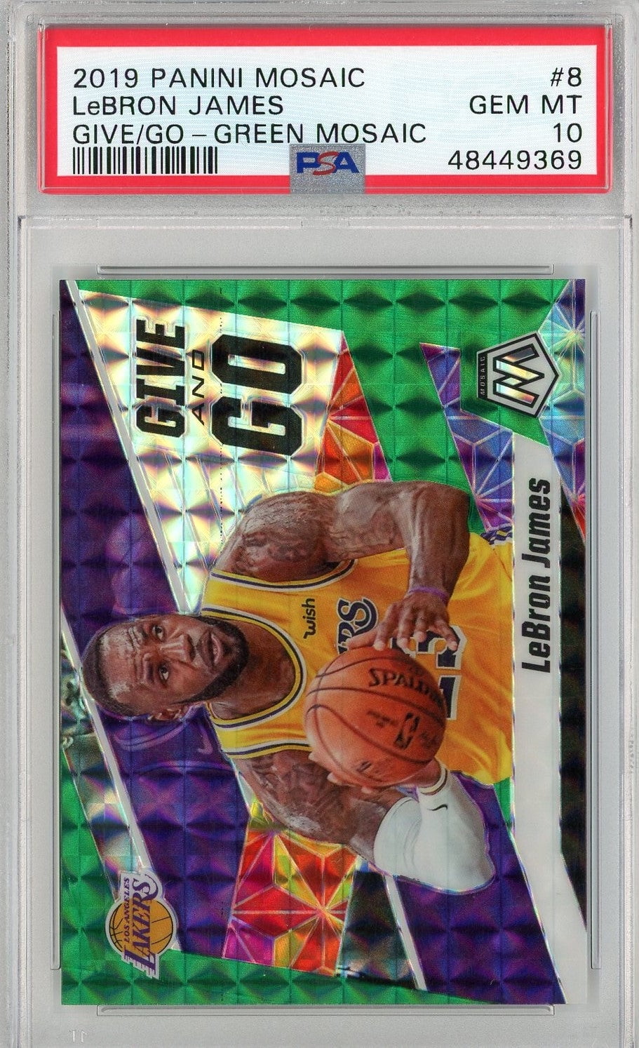 Graded 2019 Panini Mosaic LeBron James #8 Give/Go Green Mosaic ...