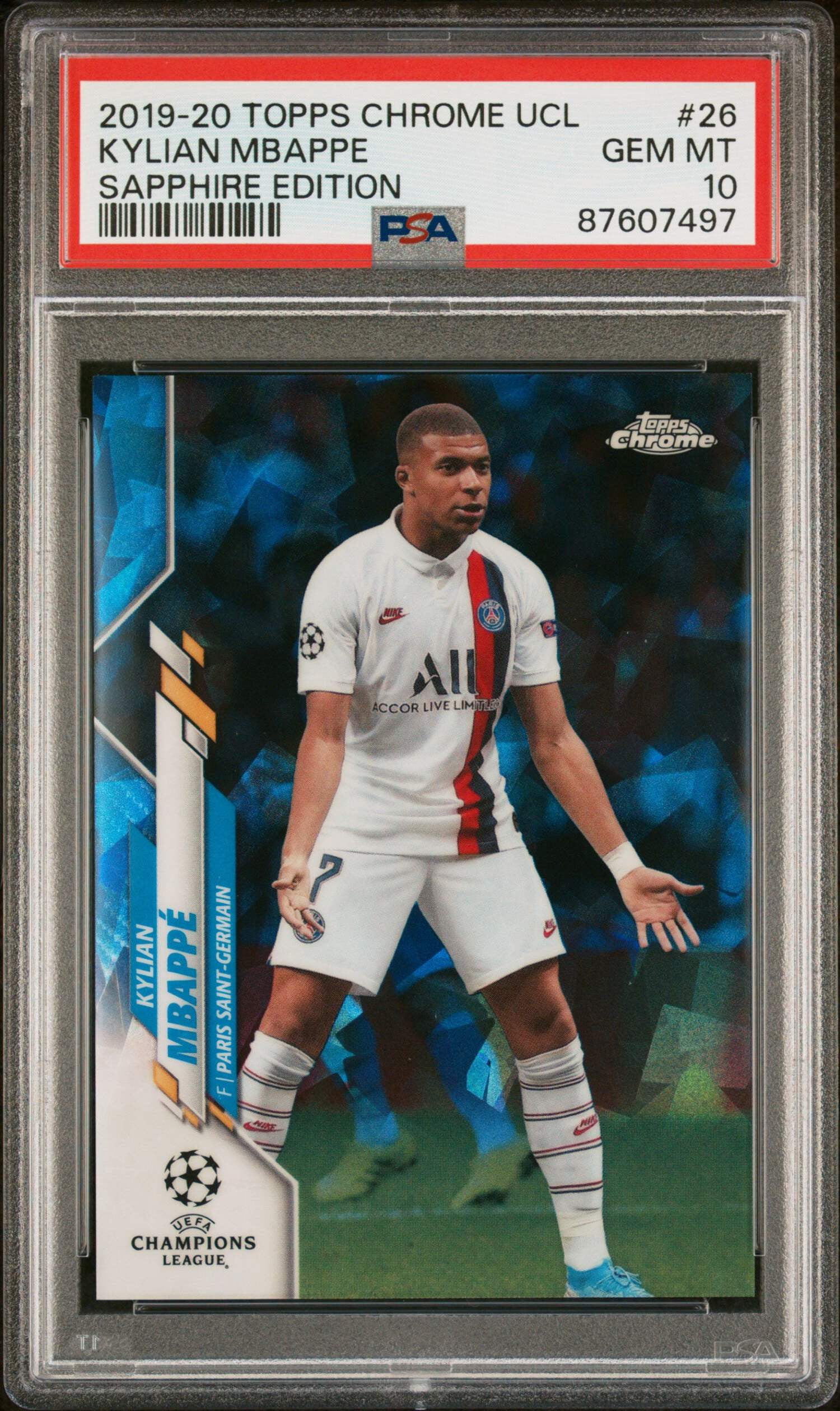 Graded 2019 Topps Chrome UCL Kylian Mbappe #26 Sapphire Edition Soccer ...