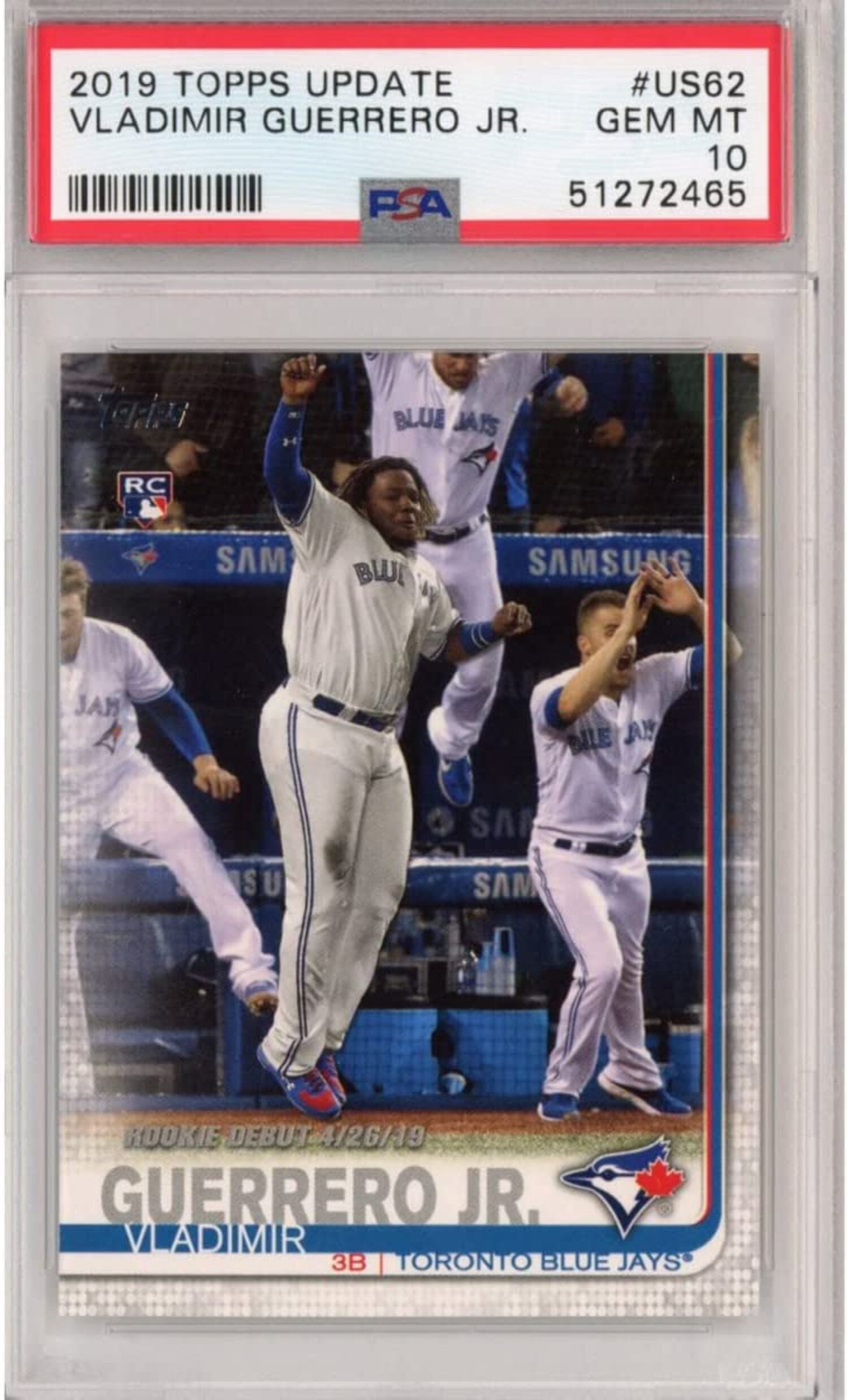 Graded 2019 Topps Update Vladimir Vlad Guerrero Jr. #US62 Rookie RC ...