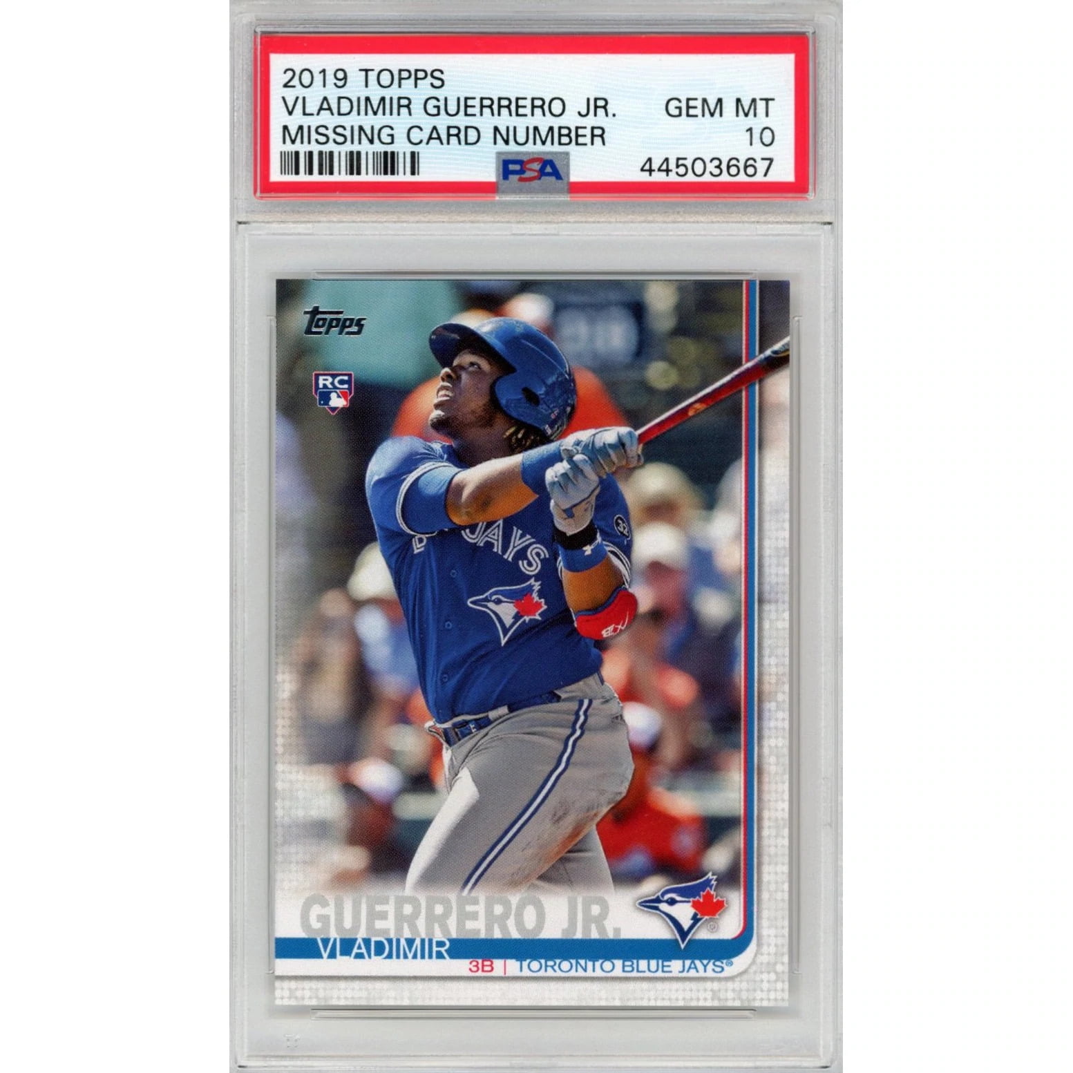 Graded 2019 Topps Vladimir Vlad Guerrero Jr. #nno Missing No Number