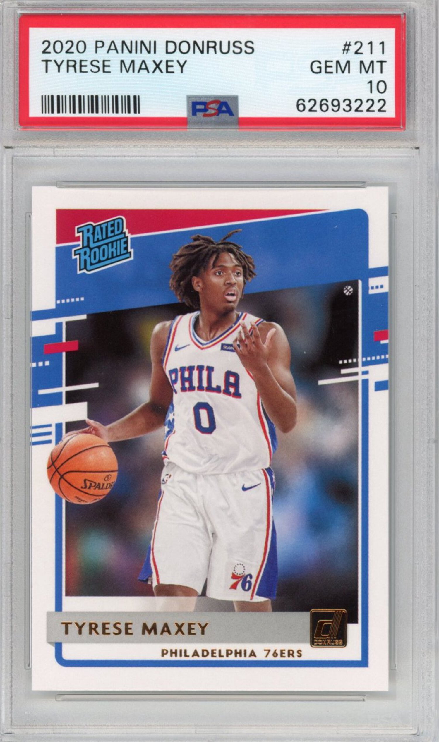 Graded 2020-21 Panini Donruss Tyrese Maxey #211 Rated Rookie RC ...