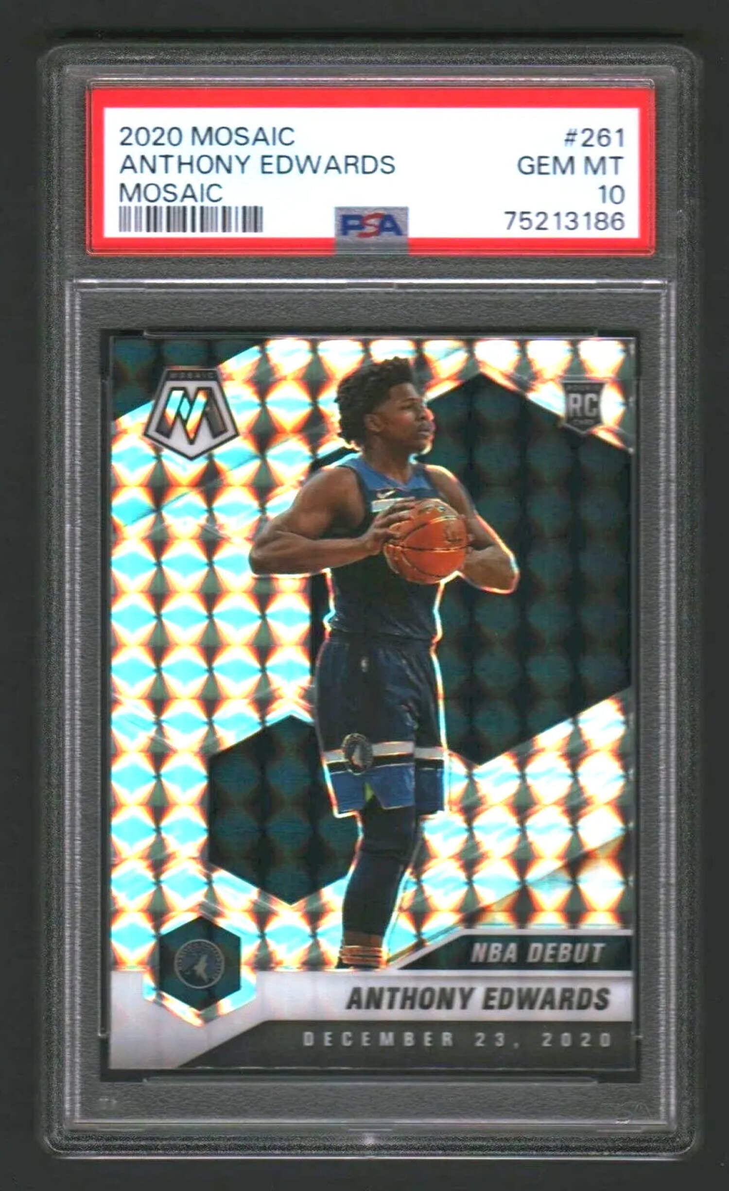 Graded 2020-21 Panini Mosaic Anthony Edwards #261 Mosaic Rookie RC Basketball Card PSA 10 Gem ...