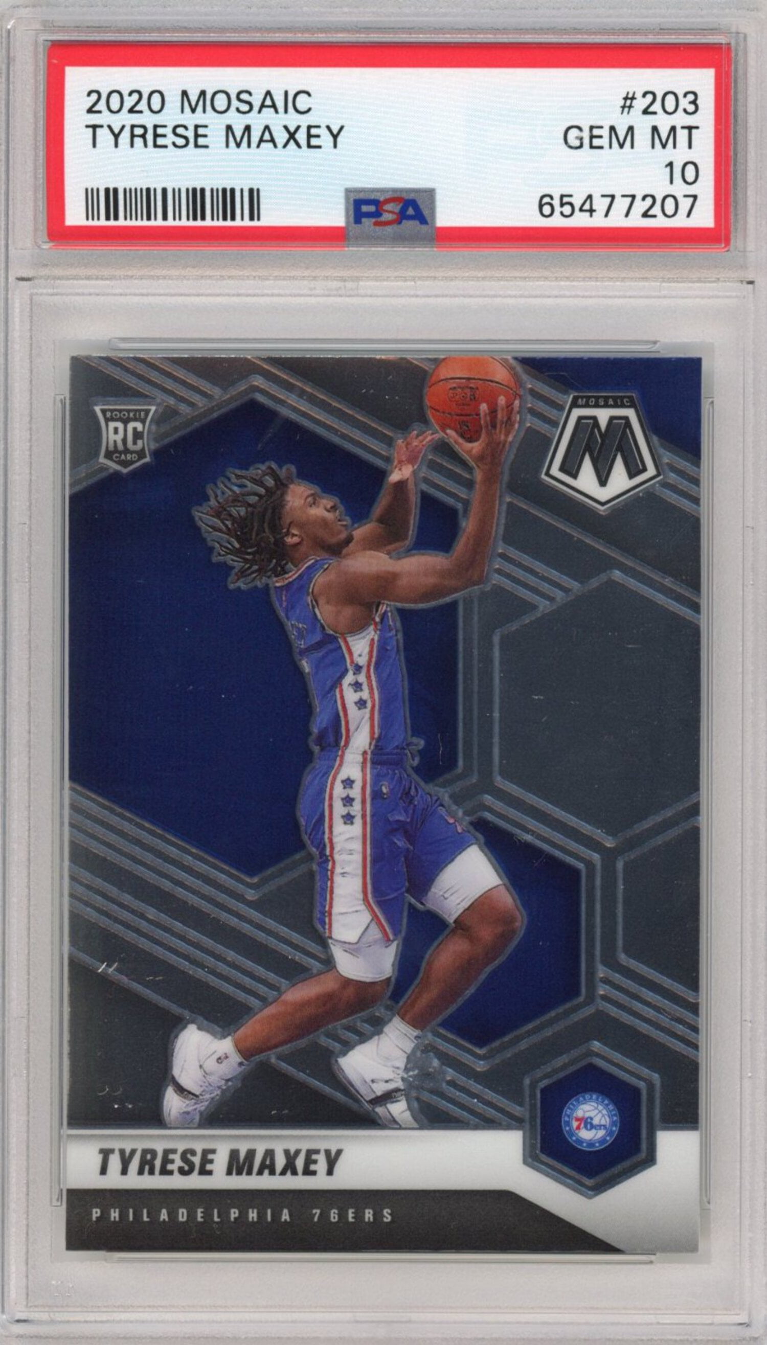 Graded 2020-21 Panini Mosaic Tyrese Maxey #203 Rookie RC Basketball ...