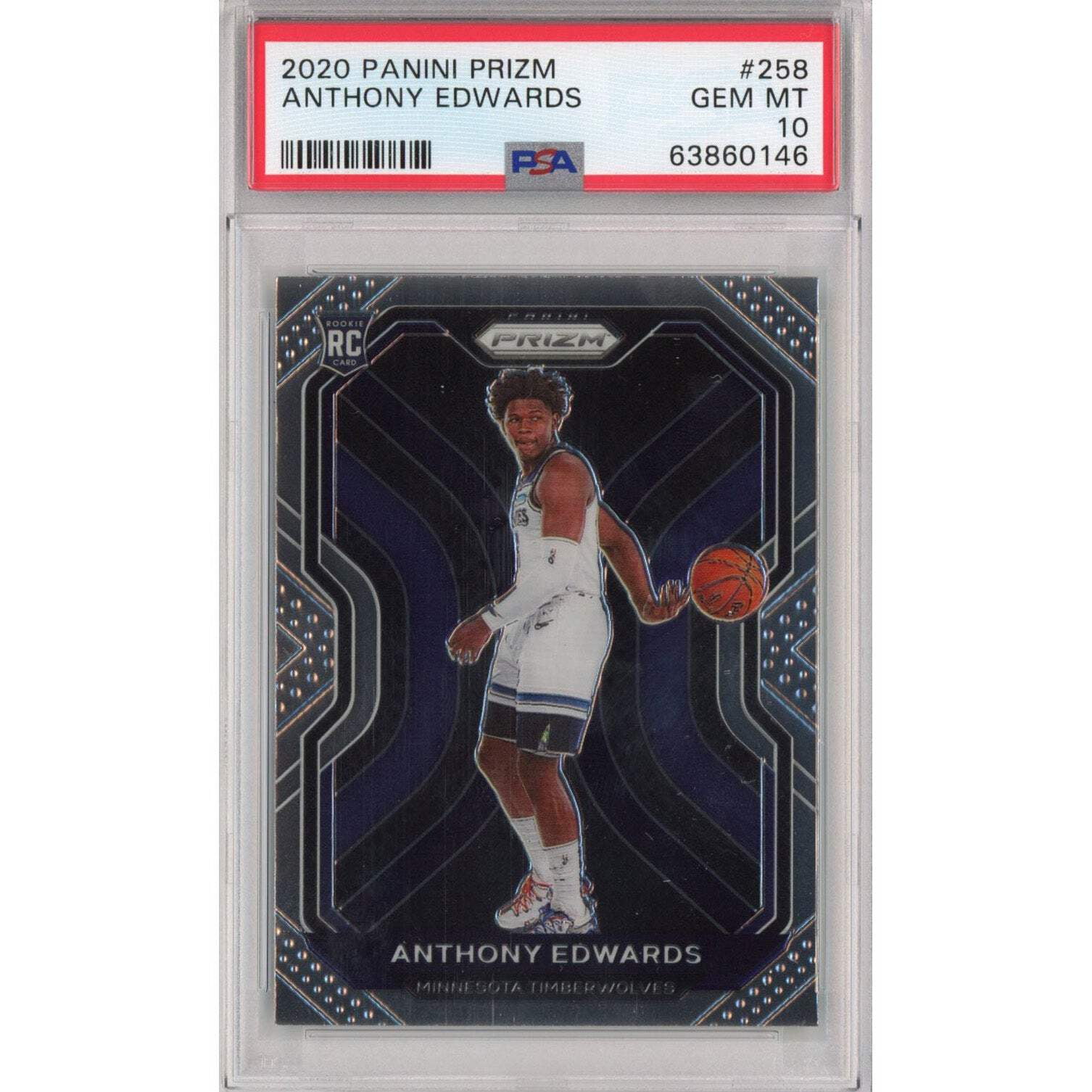 Graded 2020-21 Panini Prizm Anthony Edwards #258 Rookie RC Basketball ...
