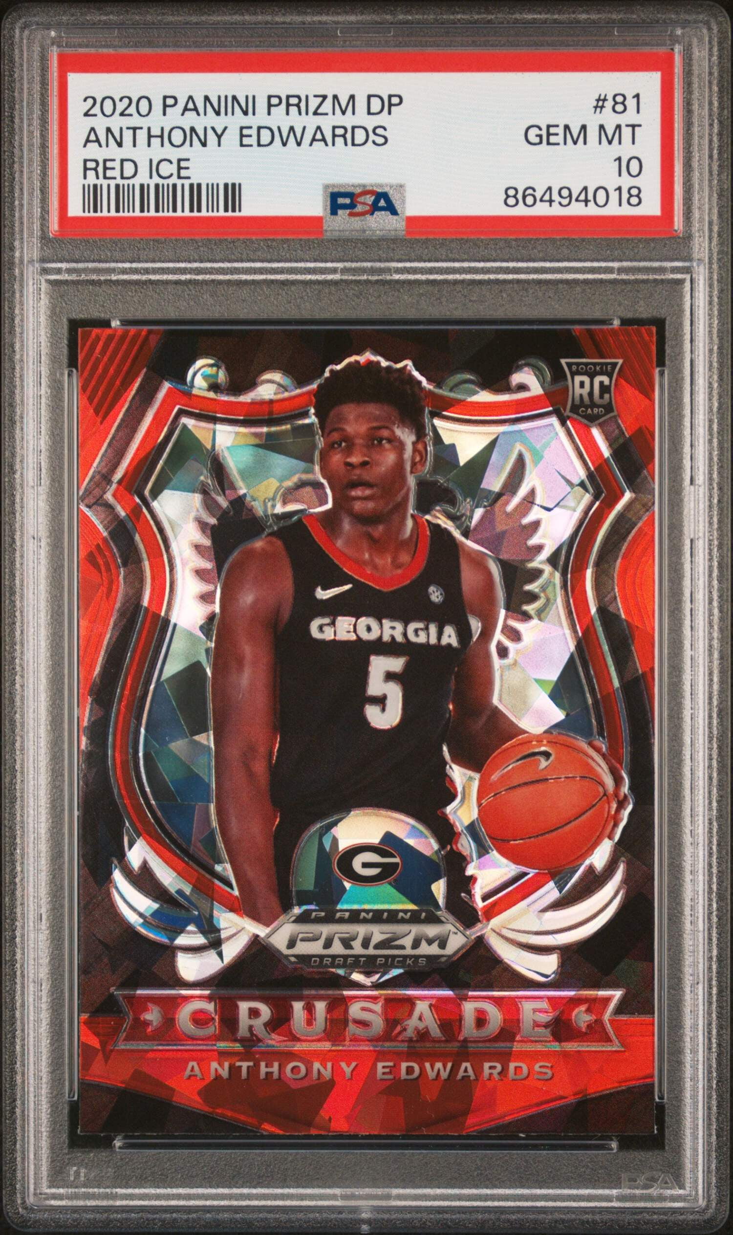 Graded 2020-21 Panini Prizm DP Anthony Edwards #81 Red Ice Rookie RC ...