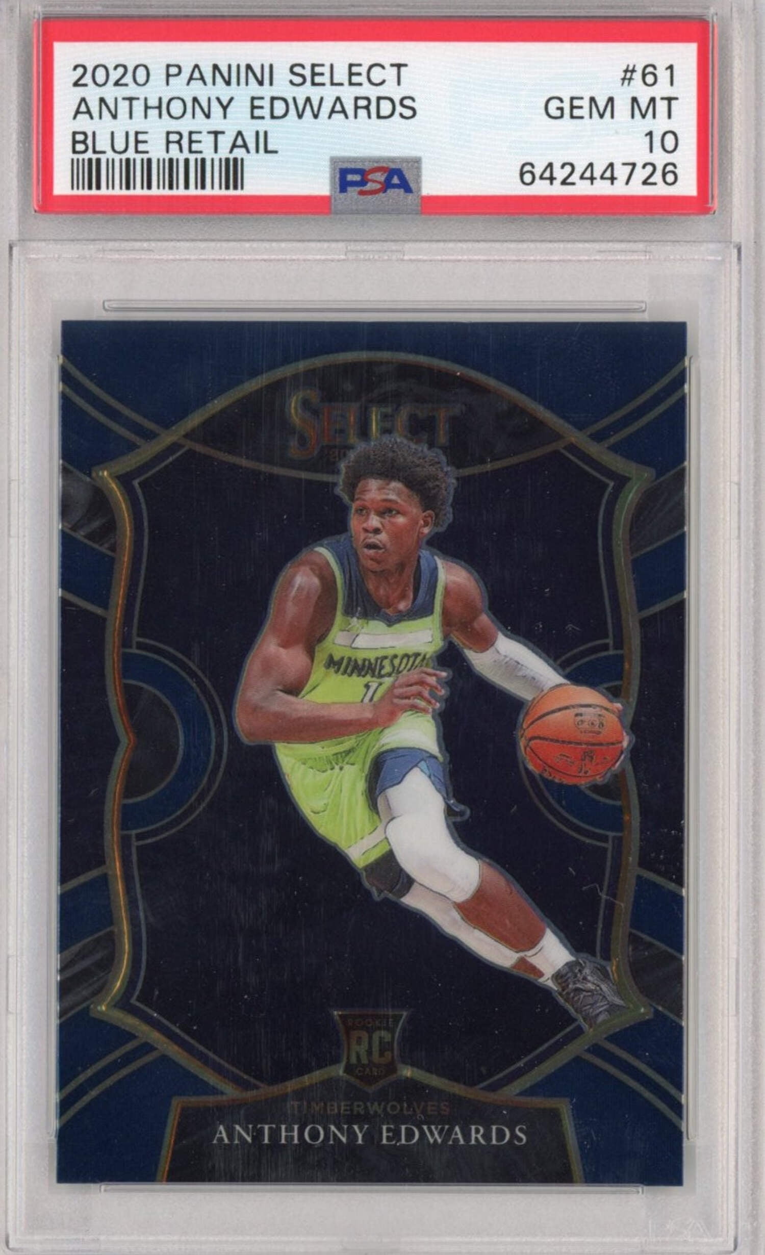 Graded 2020-21 Panini Select Anthony Edwards #61 Blue Retail Concourse ...