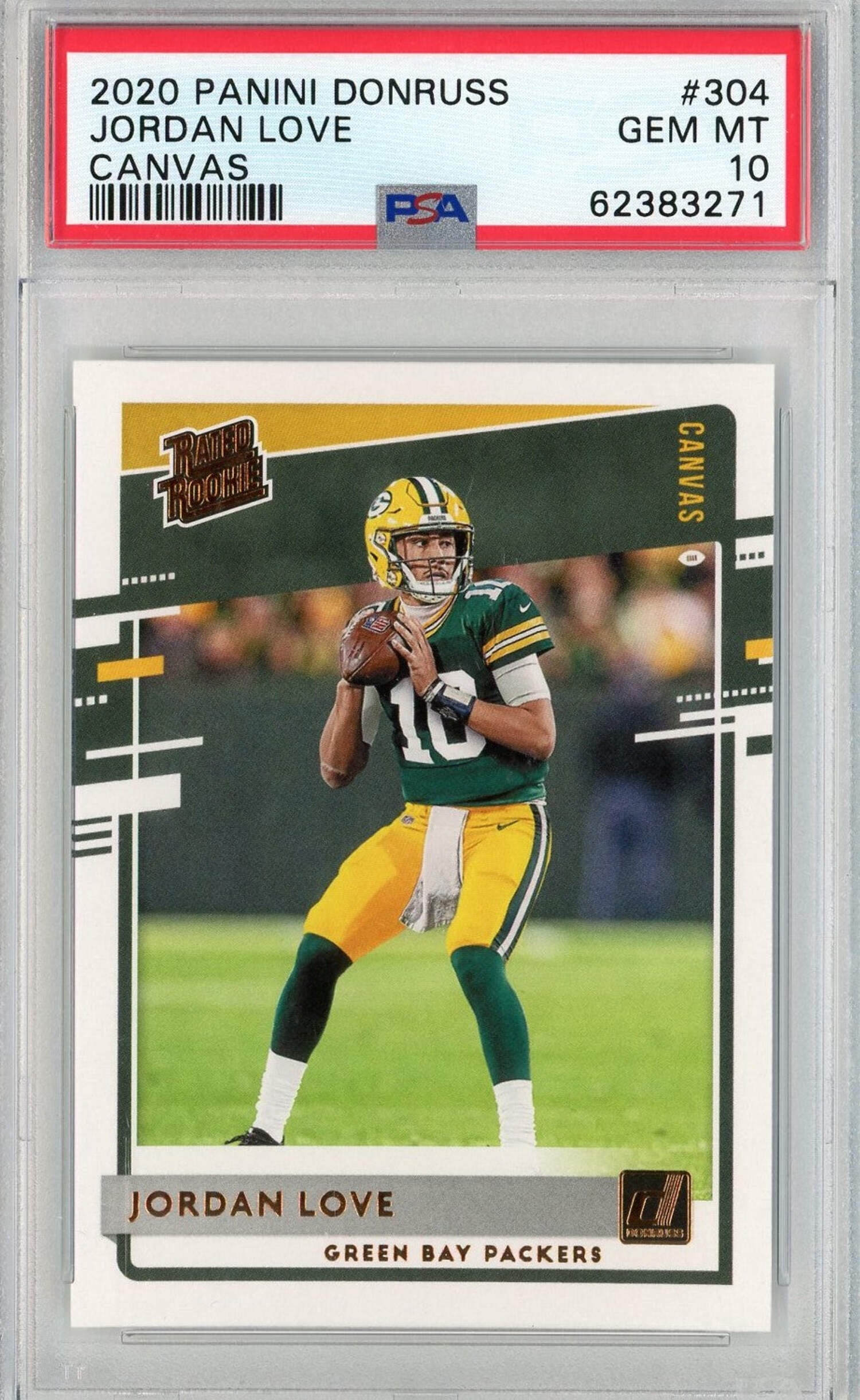 Graded 2020 Panini Donruss Jordan Love #304 Canvas Rookie RC Football ...