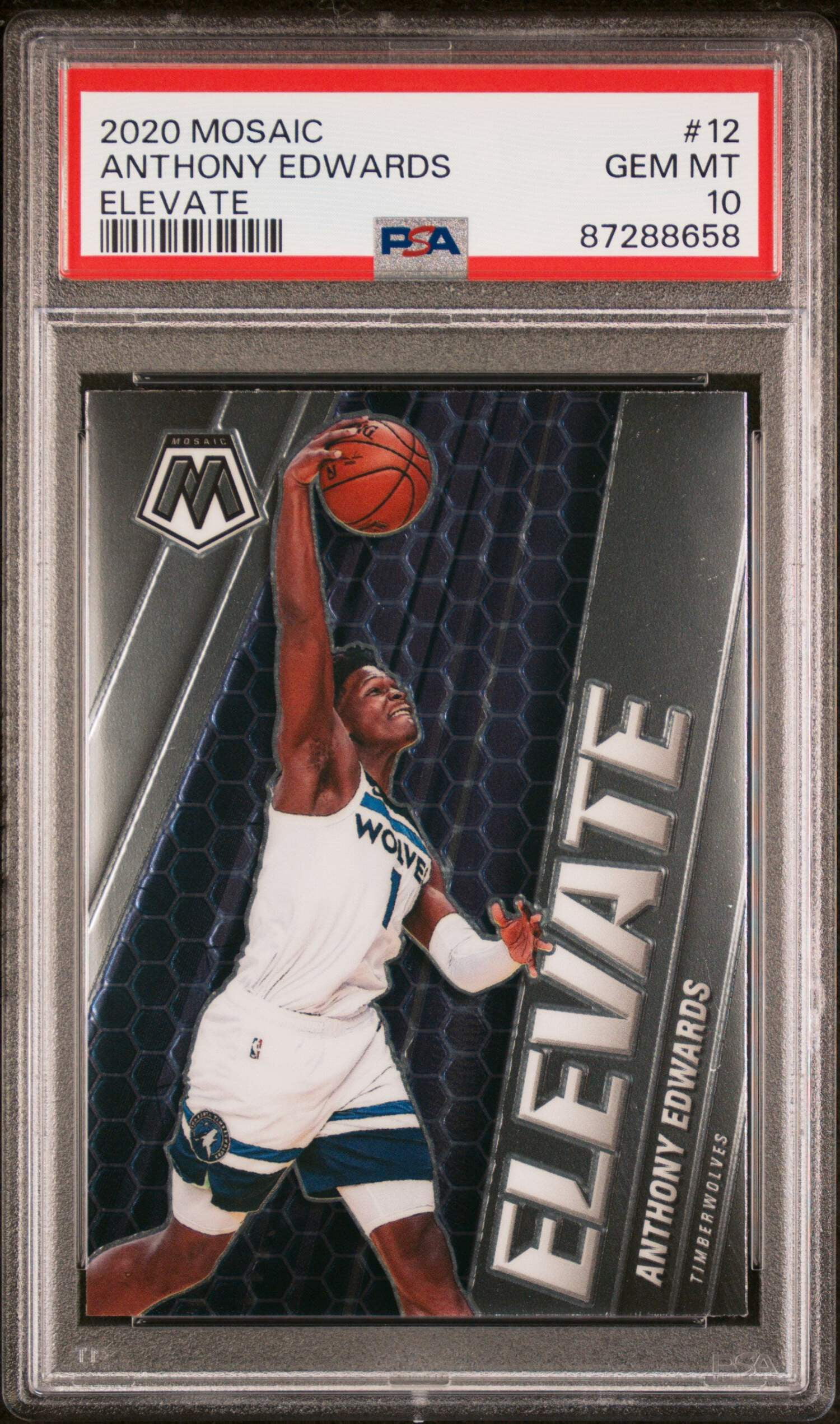 Graded 2020 Panini Mosaic Anthony Edwards #12 Elevate Rookie RC Basketball Card PSA 10 Gem Mint ...