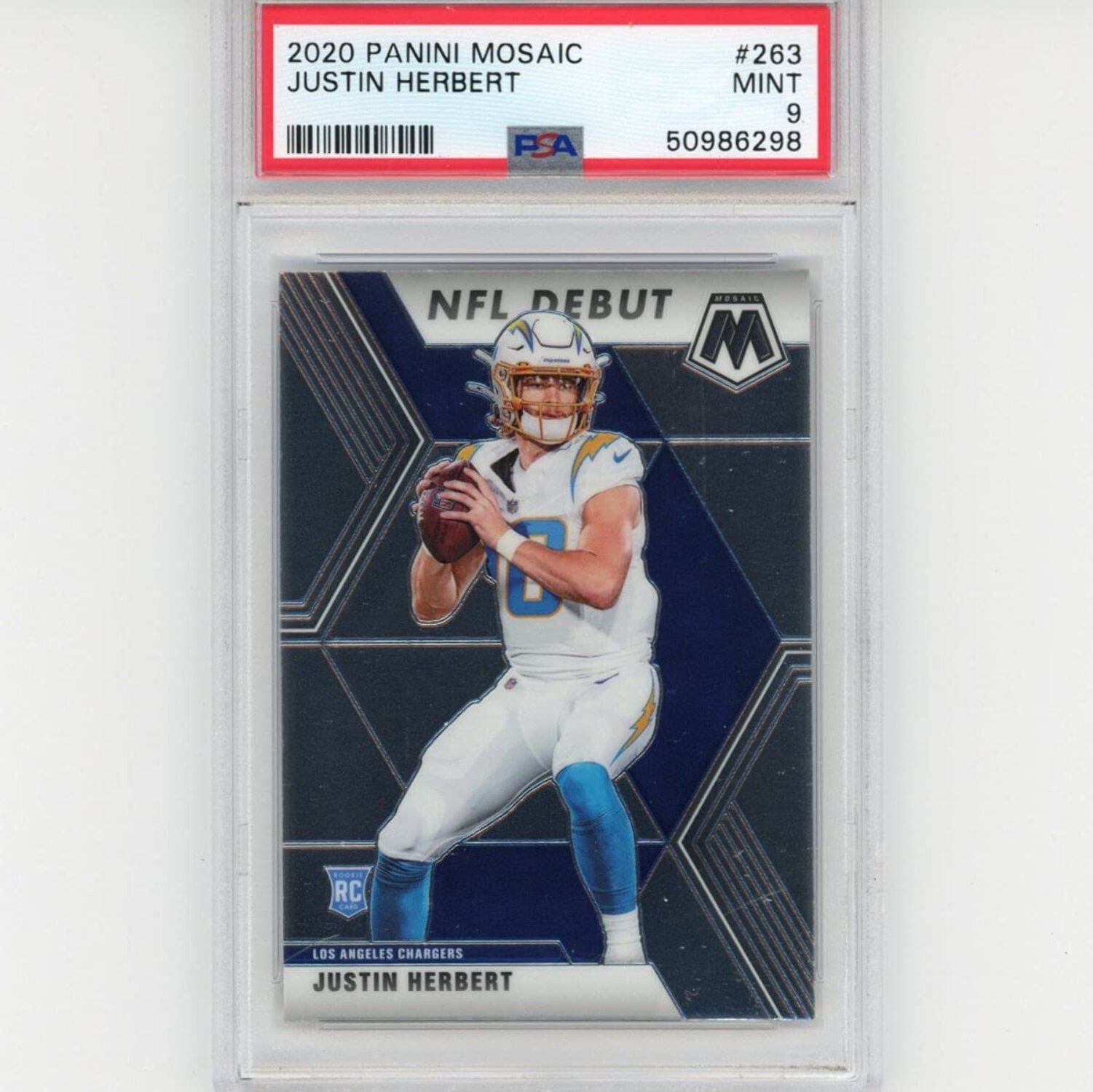Graded 2020 Panini Mosaic Justin Herbert #263 Rookie RC Football Card ...