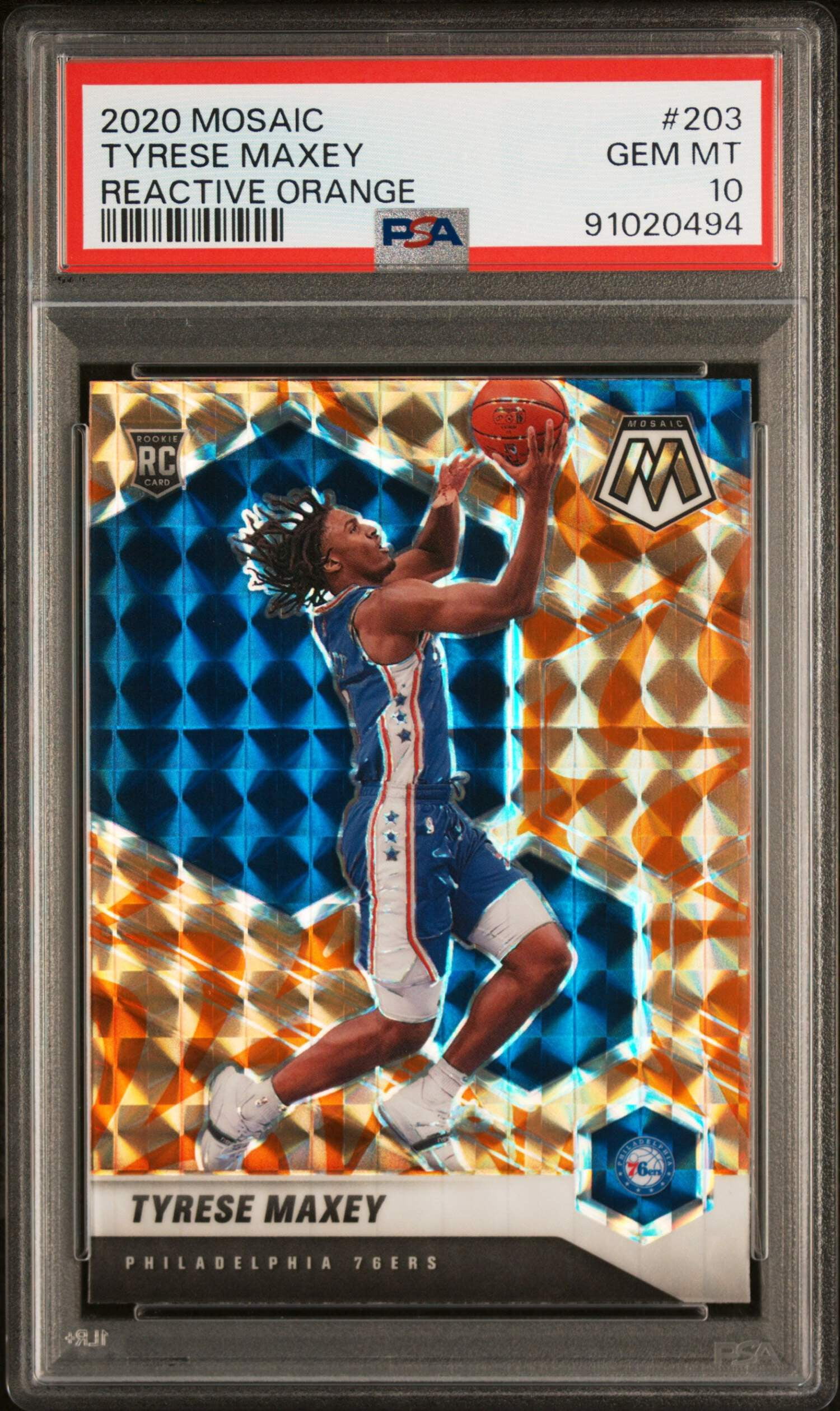 Graded 2020 Panini Mosaic Tyrese Maxey #203 Reactive Orange Rookie RC ...