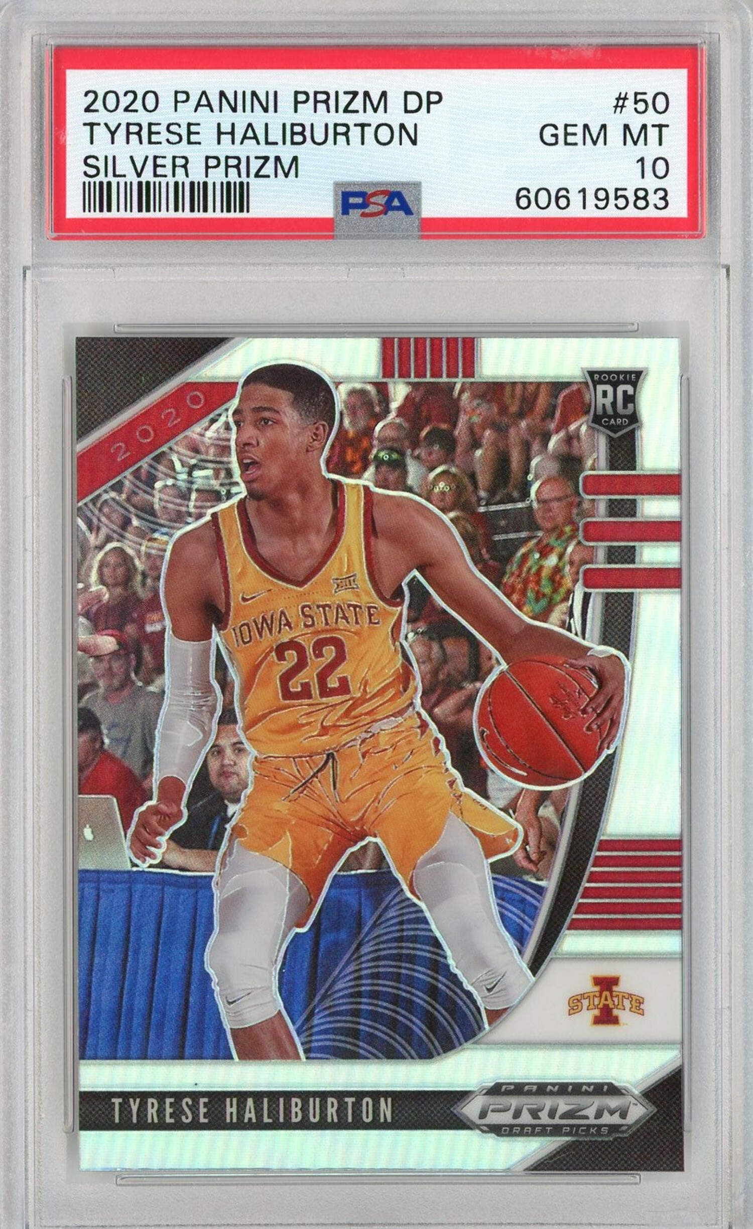 Graded 2020 Panini Prizm DP Tyrese Haliburton #50 Silver Prizm Rookie ...