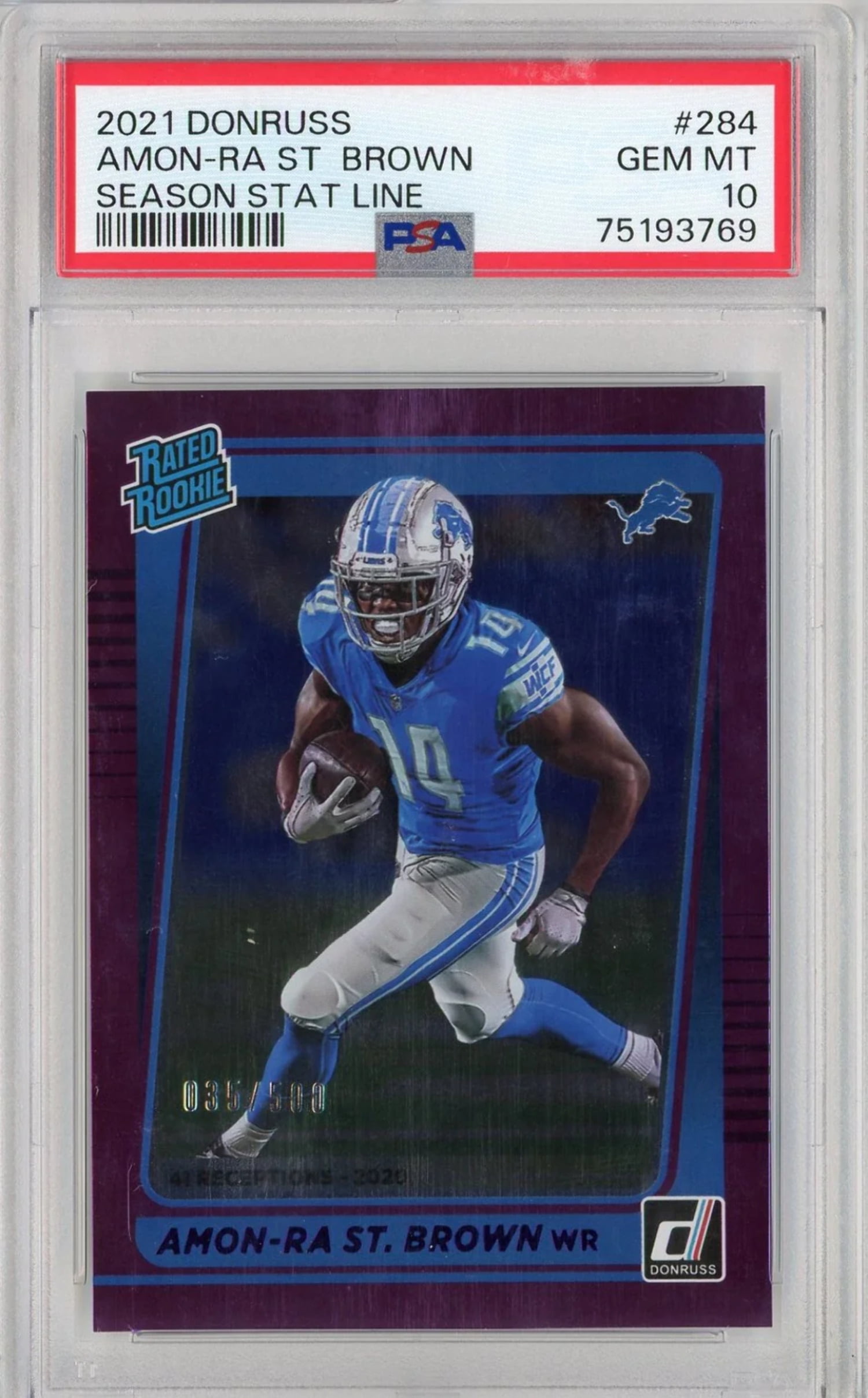 Graded 2021 Panini Donruss Amon-Ra St. Brown #284 Season Stat Line ...