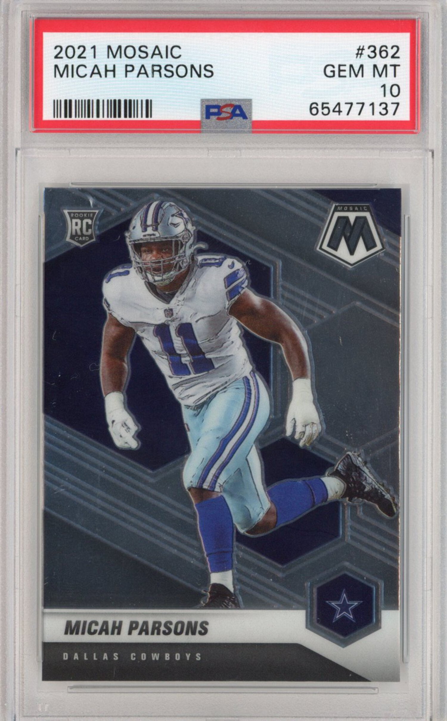 Graded 2021 Panini Mosaic Micah Parsons #362 Rookie RC Football Card ...