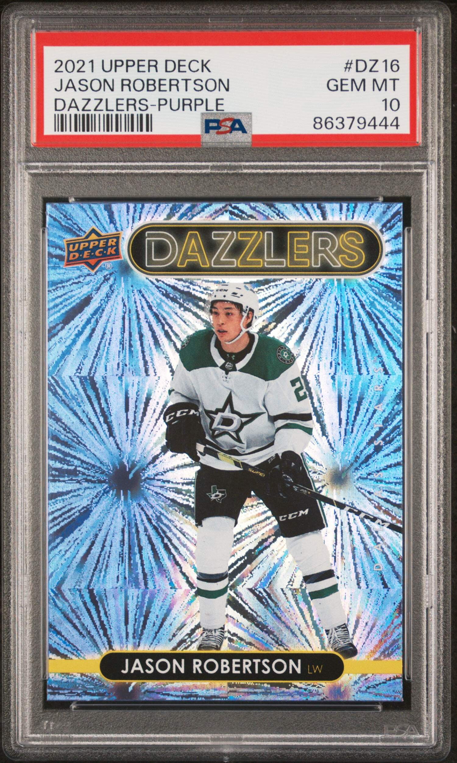 Graded 2021 Upper Deck Jason Robertson #DZ16 Dazzlers Purple Hockey ...