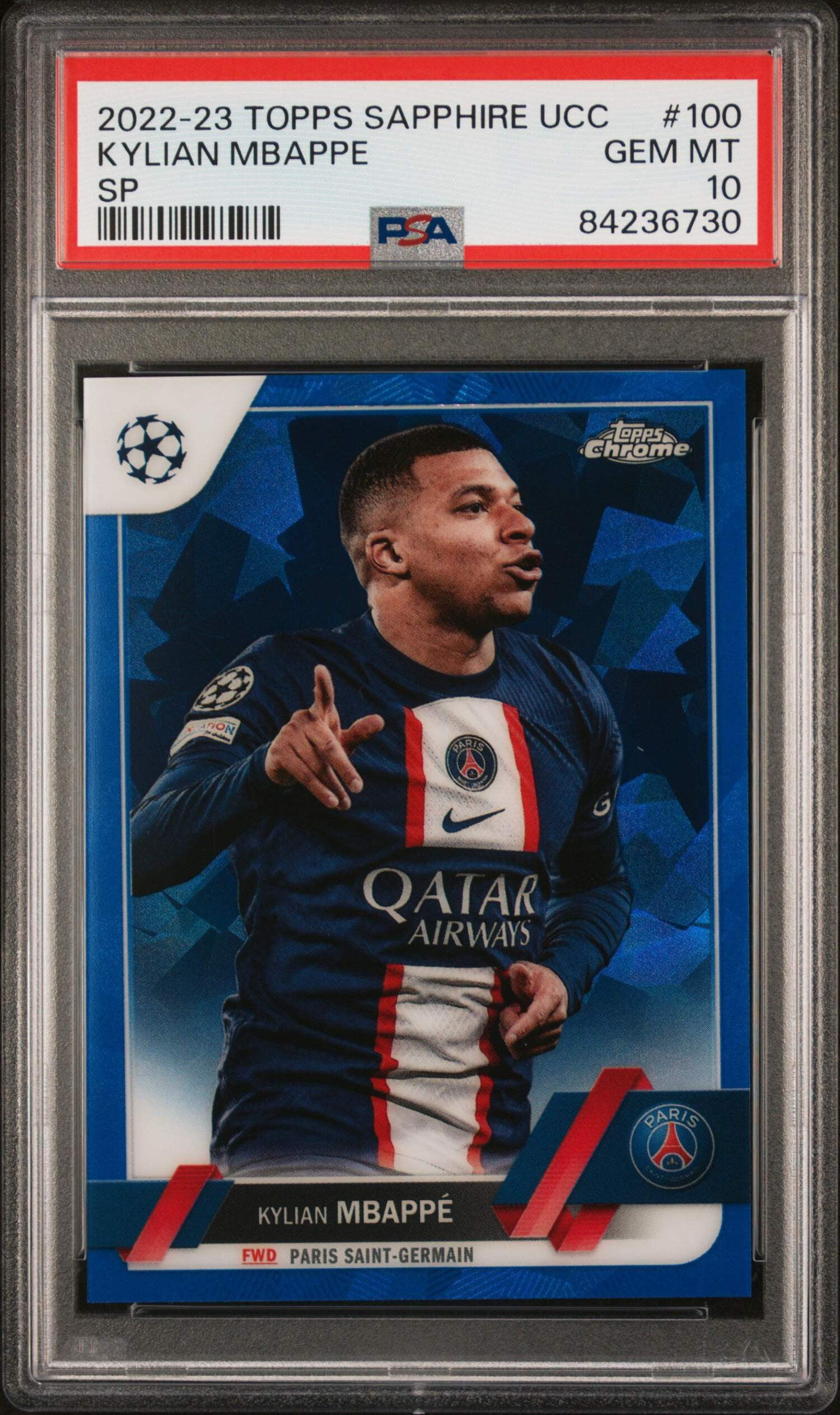 Graded 2022 Topps Chrome Sapphire UCC Kylian Mbappe #100 SP Soccer Card ...