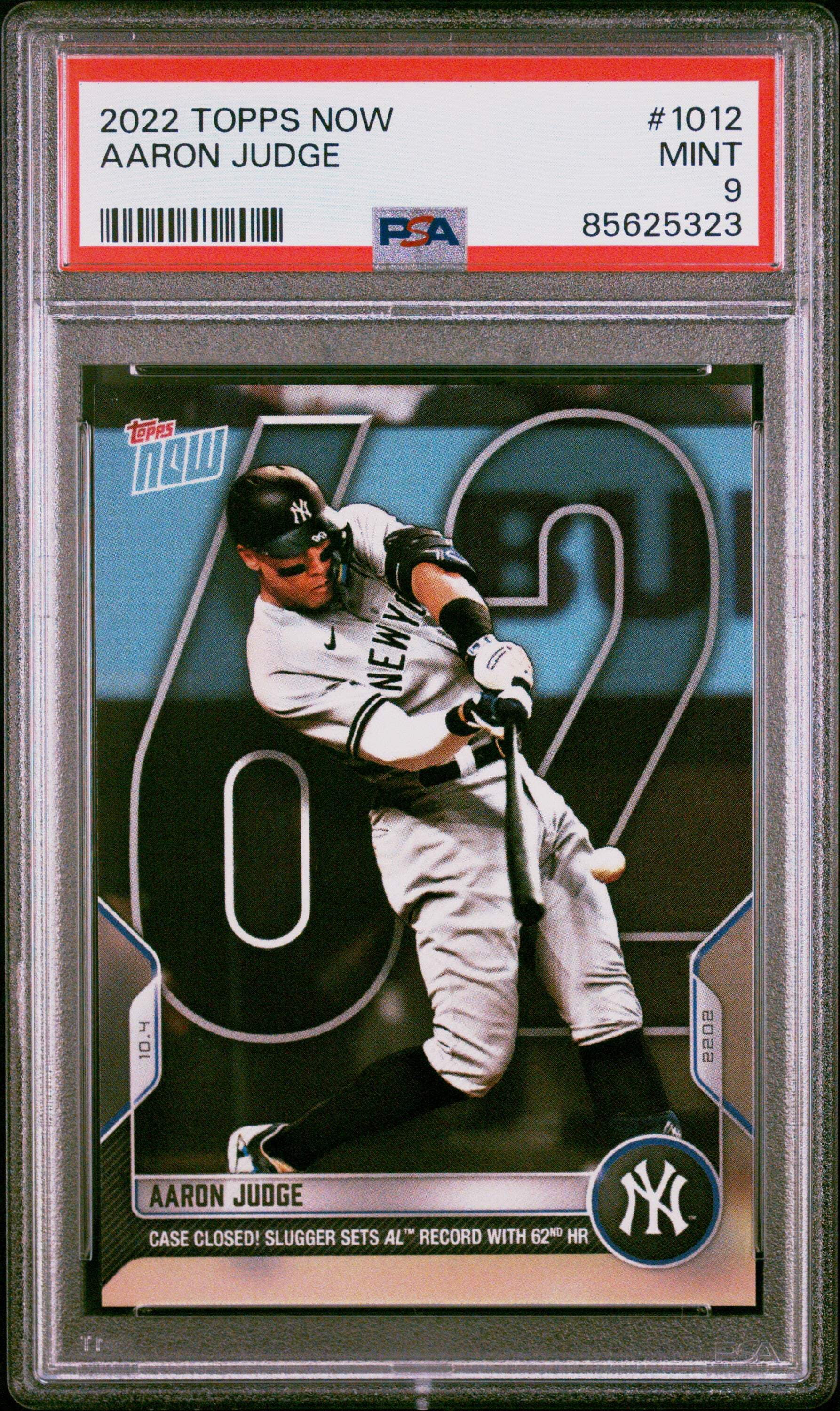 Graded 2022 Topps Now Aaron Judge #1012 62nd Home Run HR Record ...