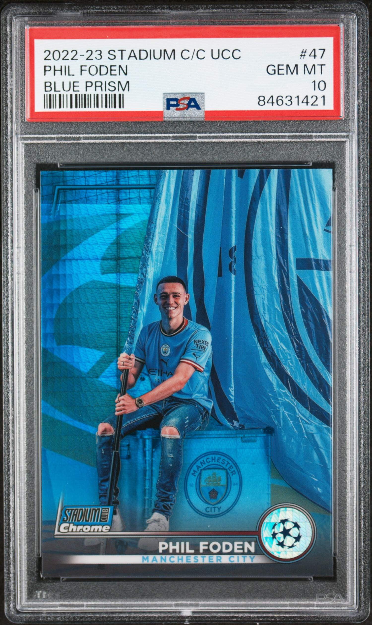 Graded 2022 Topps Stadium Chrome UCC Phil Foden #47 Blue Prism Soccer ...
