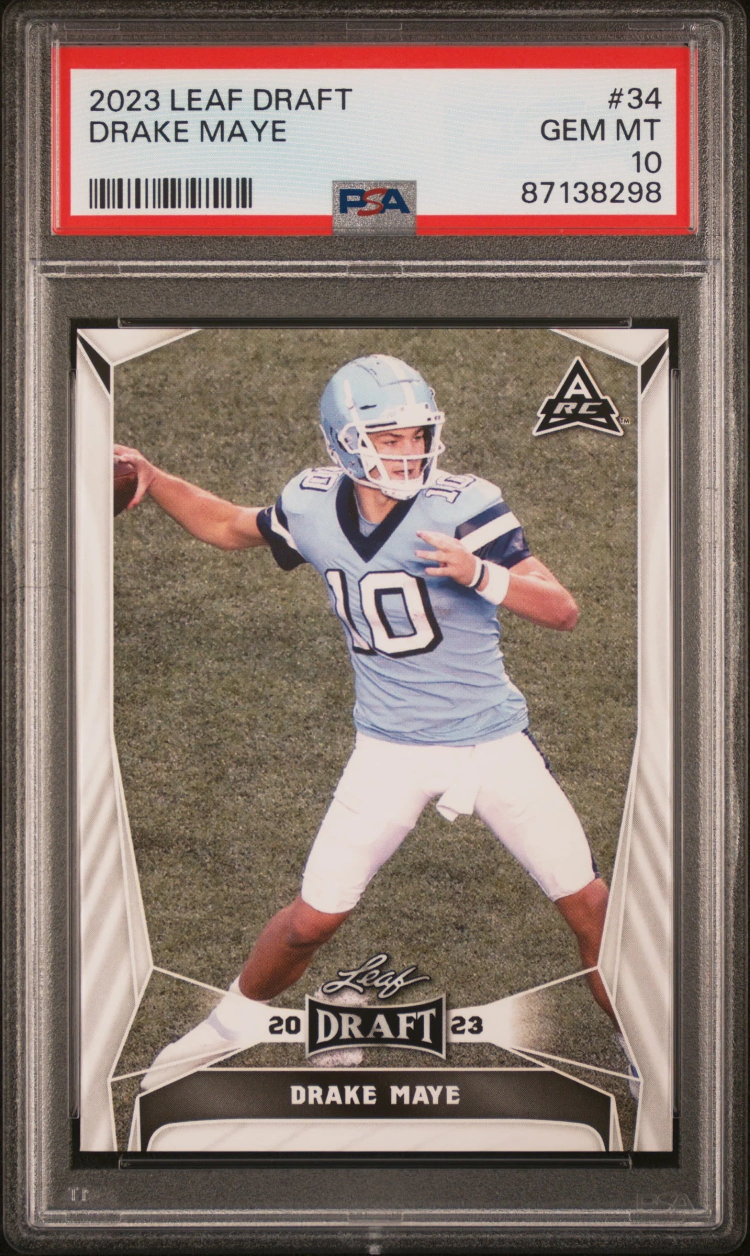 Graded 2023 Leaf Draft Drake Maye #34 Rookie RC Football Card PSA 10 ...