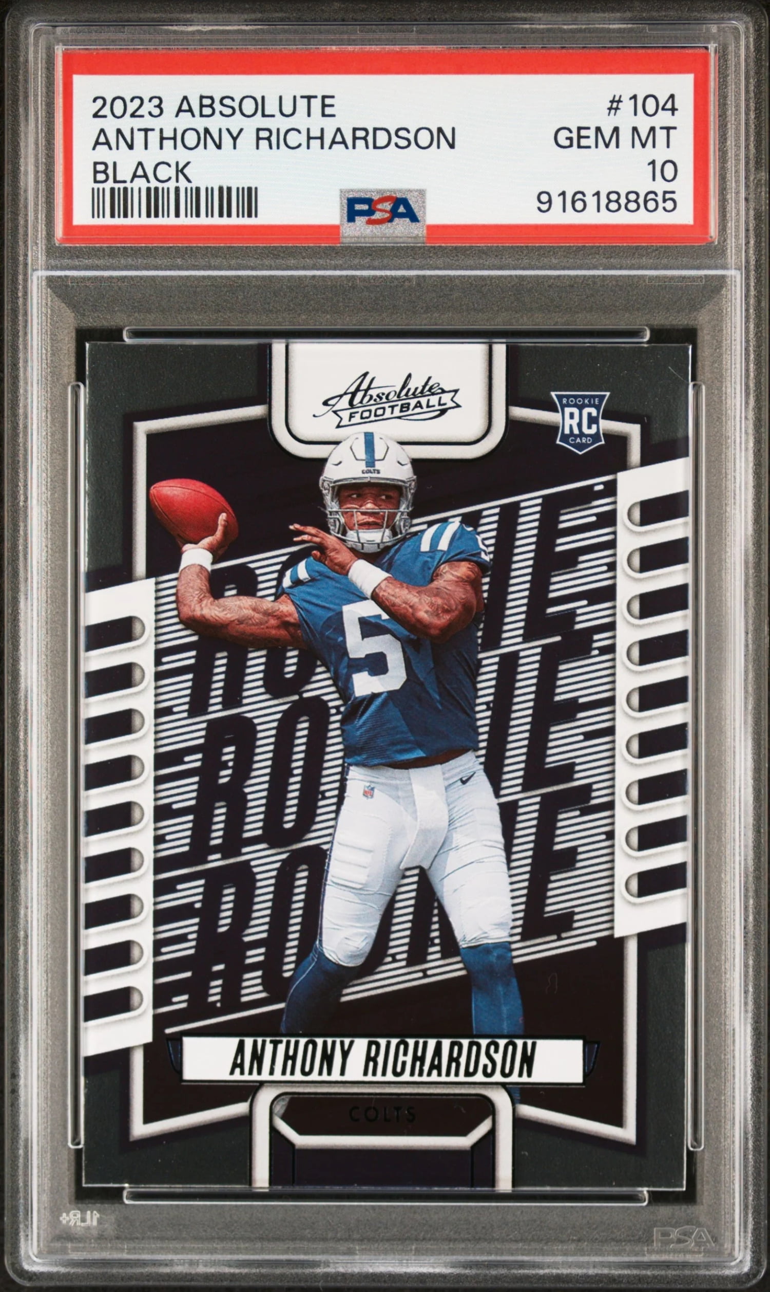 Graded 2023 Panini Absolute Anthony Richardson #104 Black Rookie RC ...
