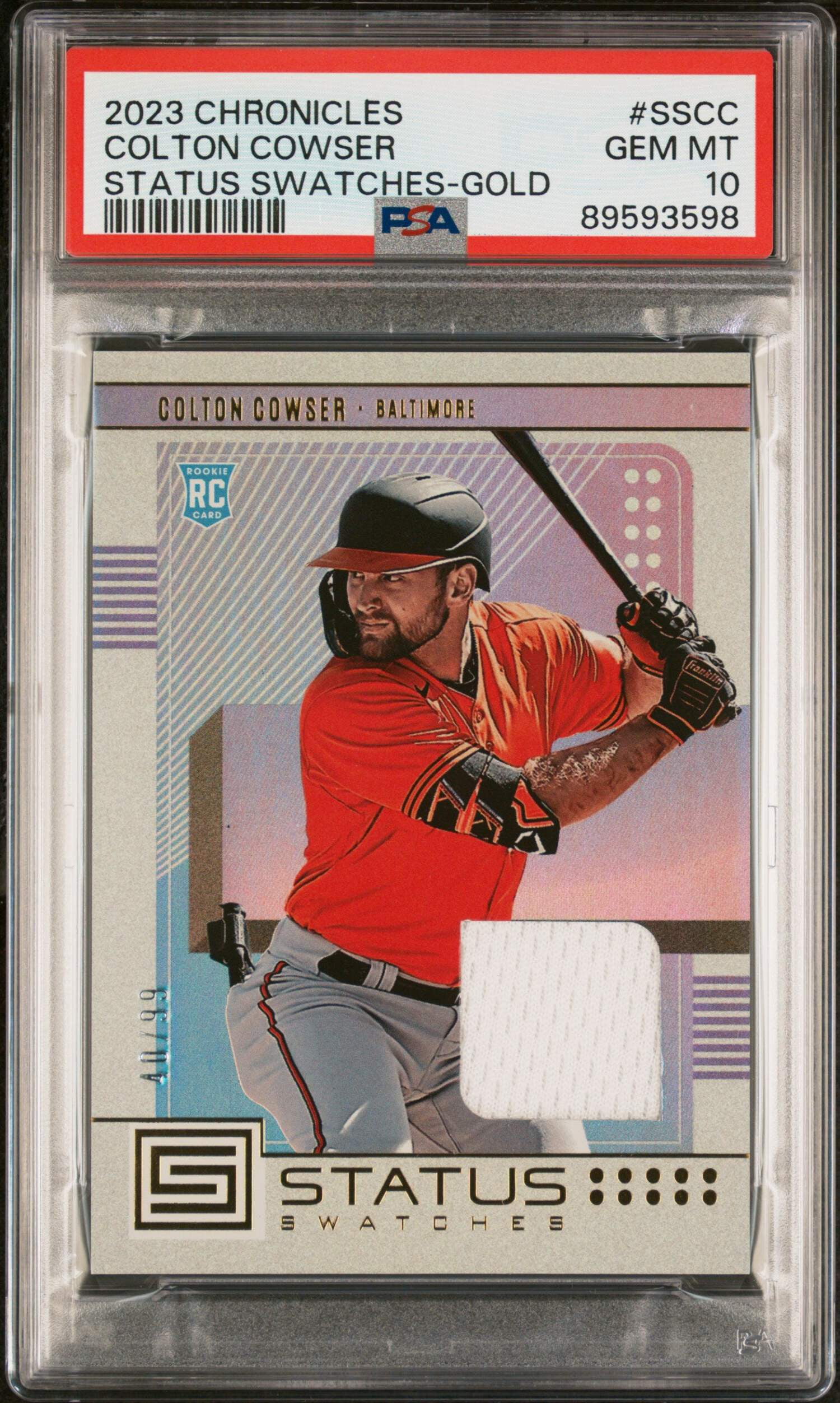 Graded 2023 Panini Chronicles Colton Cowser #SSCC Status Swatches Gold ...