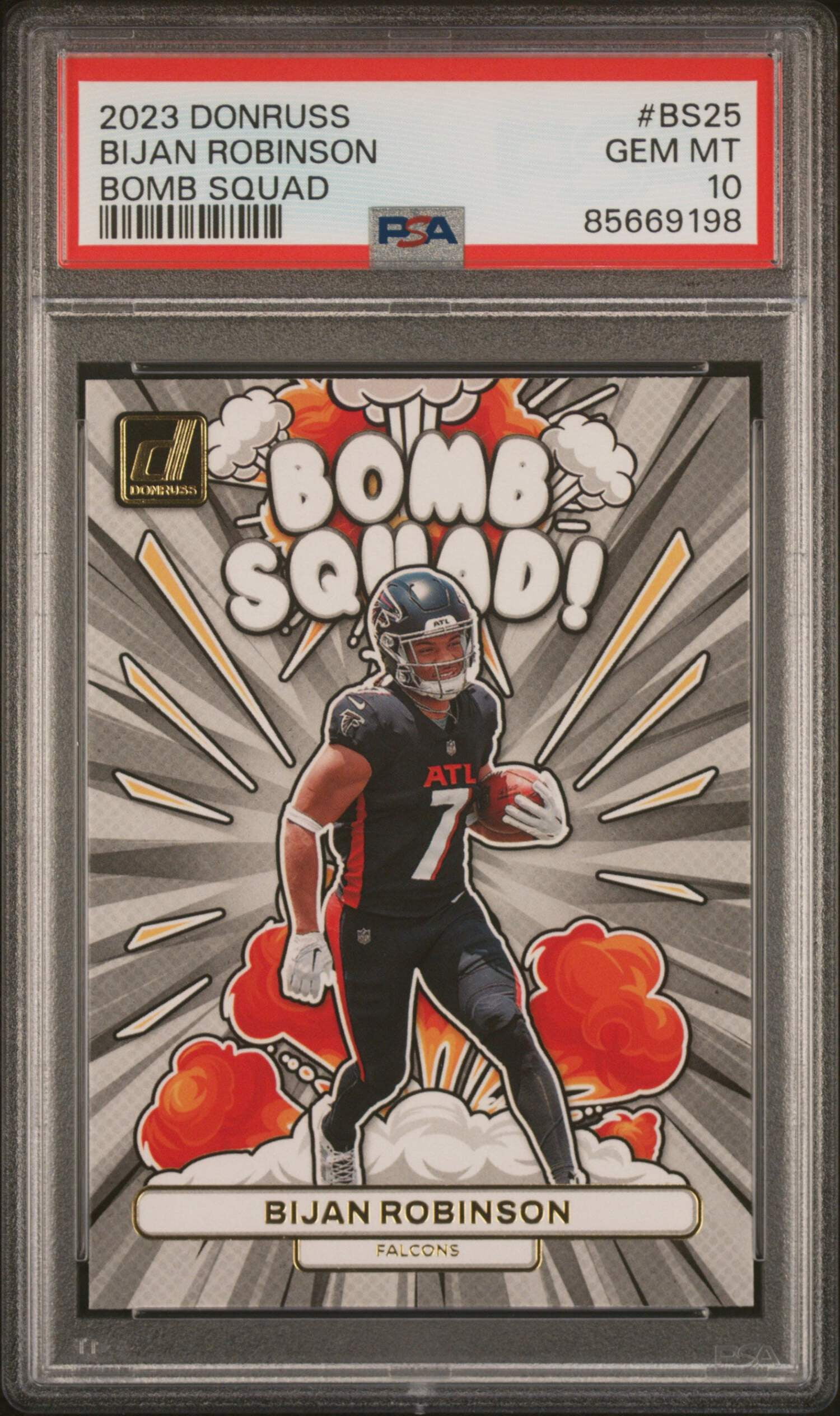 Graded 2023 Panini Donruss Bijan Robinson #BS25 Bomb Squad Rookie RC Football Card PSA 10 Gem ...