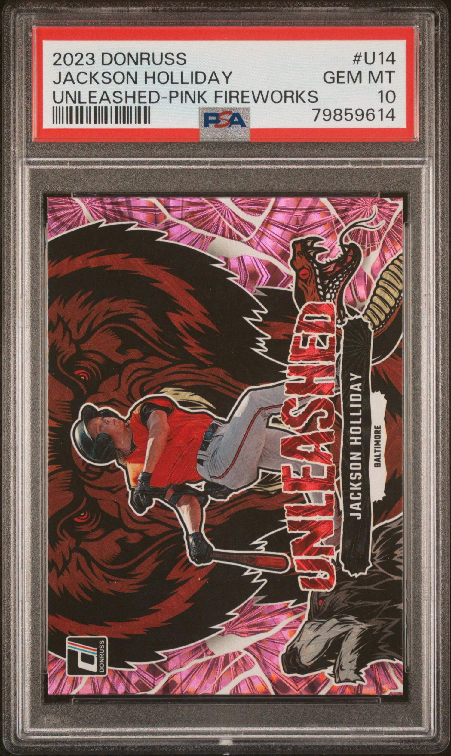 Graded 2023 Panini Donruss Jackson Holliday #U14 Unleashed Pink ...
