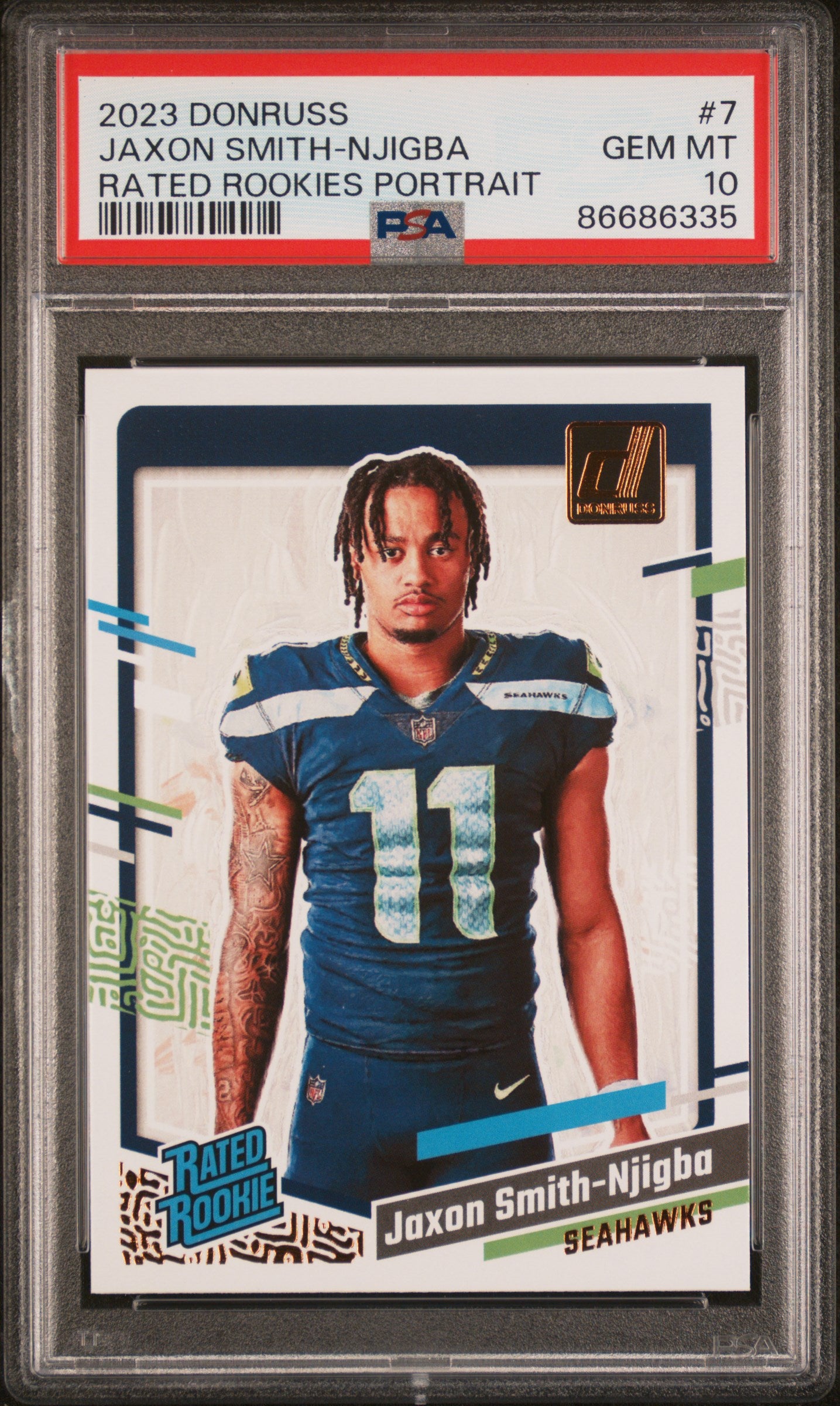 Graded 2023 Panini Donruss Jaxon Smith-Njigba #7 Rated Rookies Portrait ...